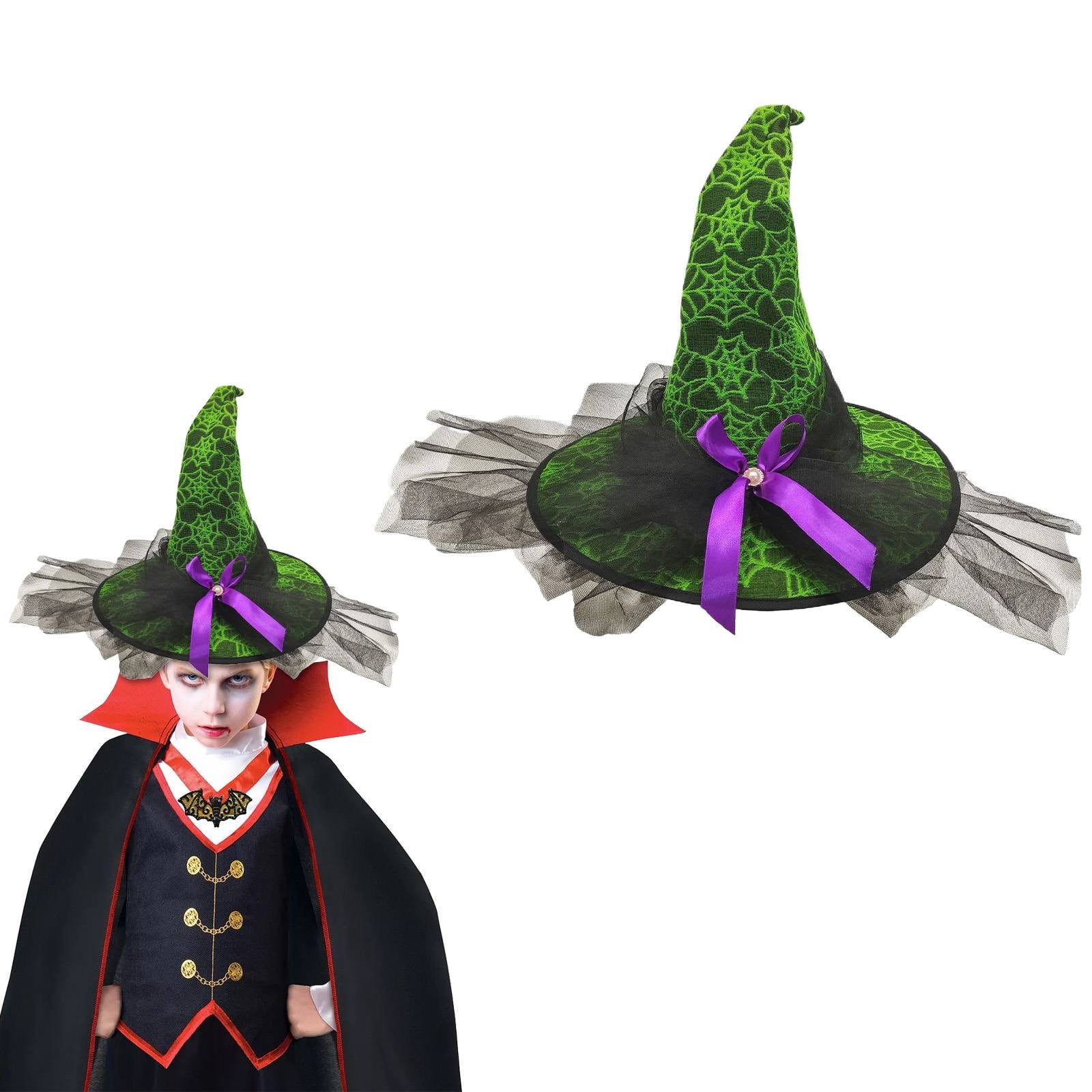 VogueV 17" Black Canvas Witch Hat with Mesh Pumpkin, Halloween Costume ...