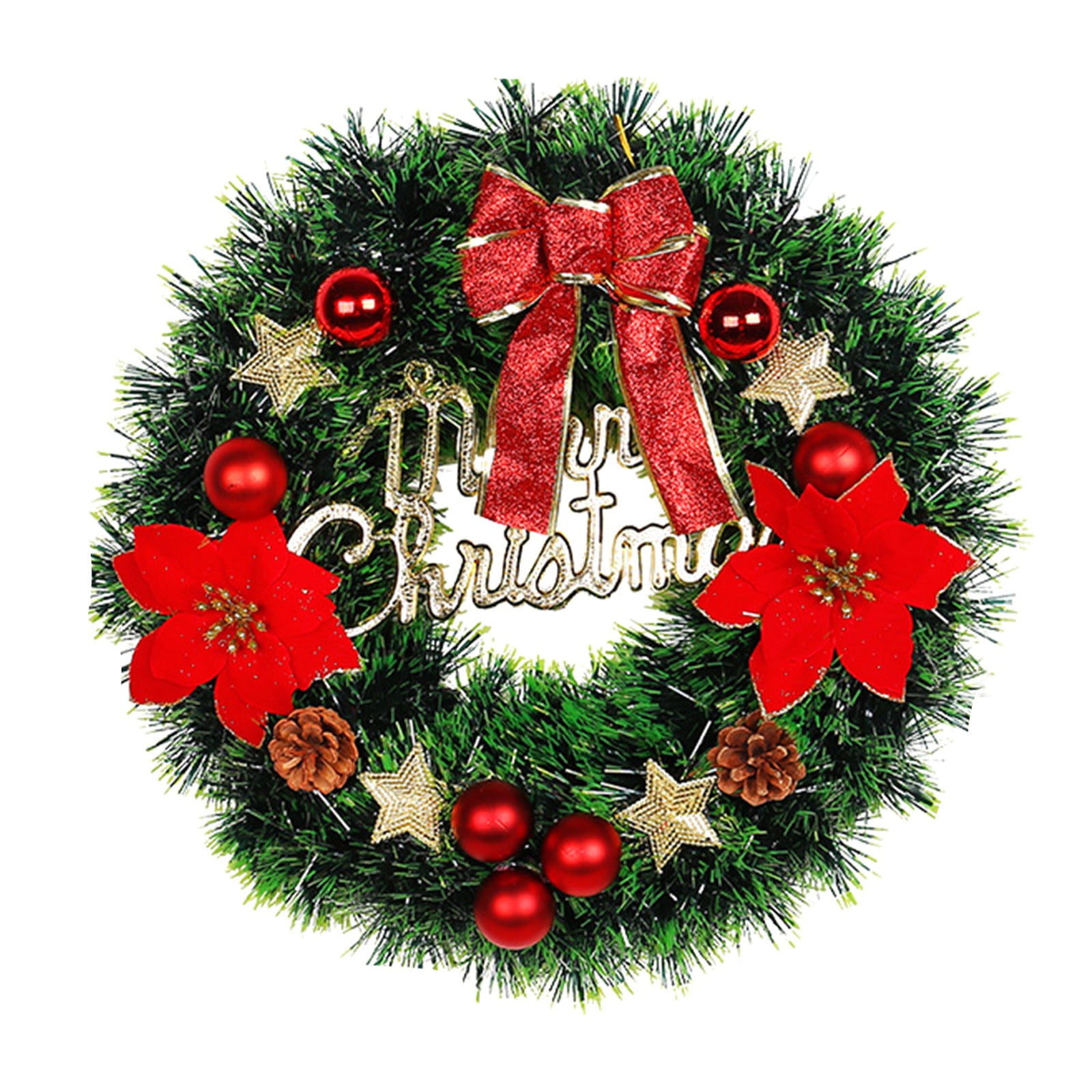 VogueV Christmas Wreath for Front Door with Red Berries & Cotton, Large ...