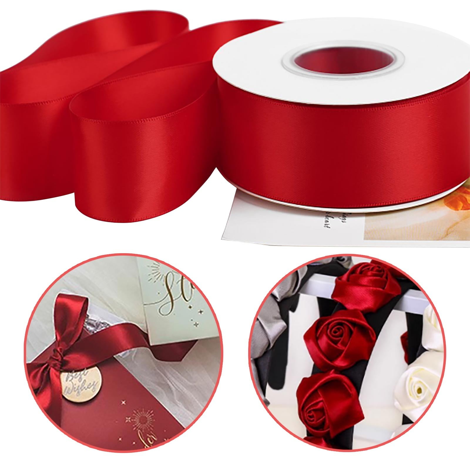 VogueV Double Faced Satin Ribbon, 2 Inch x 25 Yards Double Sided Solid ...