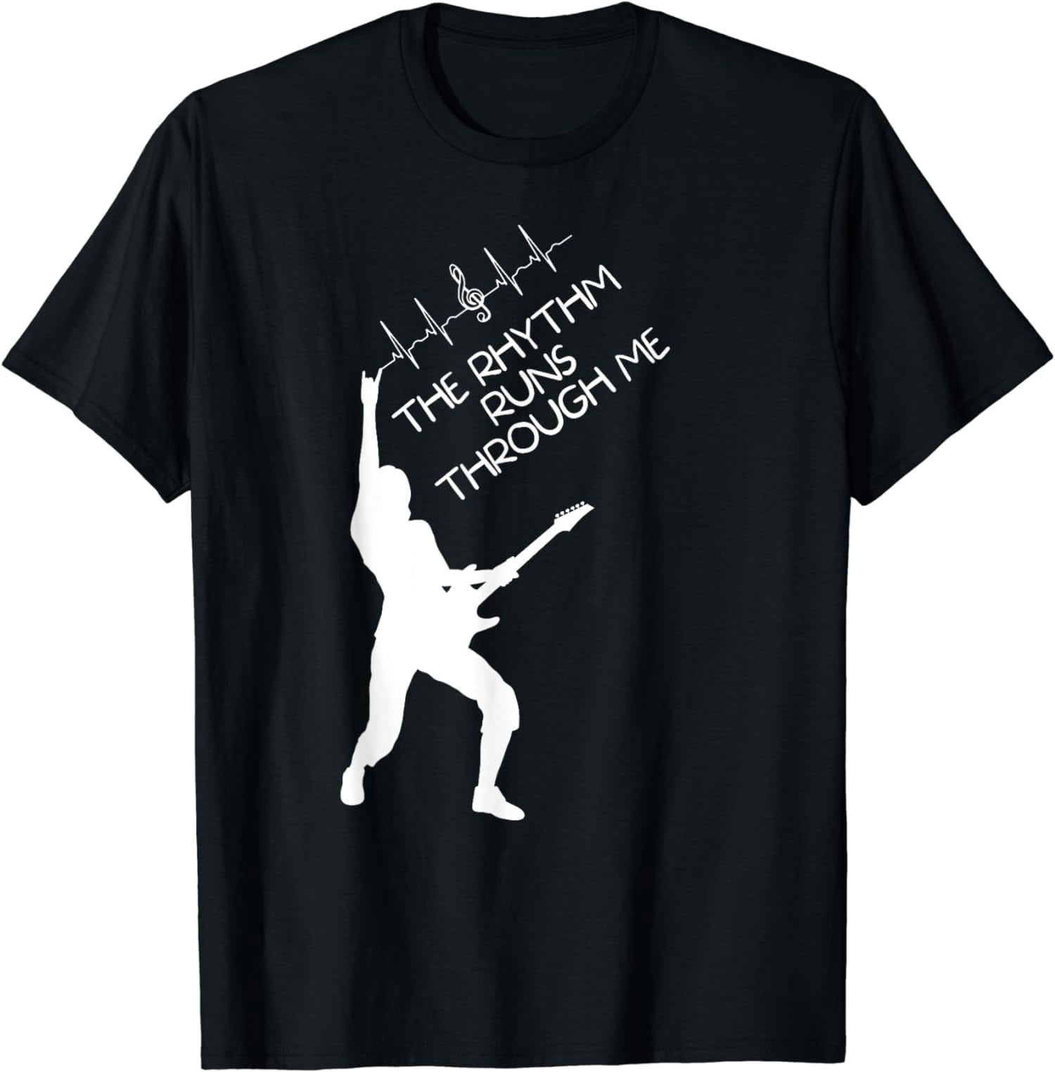 VogueVale Funny Guitar Quote The Rhythm Runs Through Me Guitar T-Shirt ...