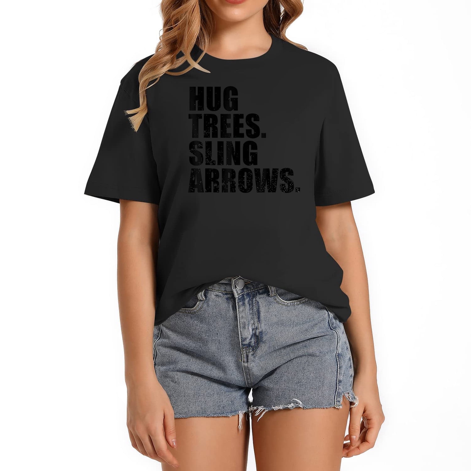 VogueVale Hug Trees Sling Arrows Funny Hunter Hunting Lover T-Shirt-M - Walmart.com