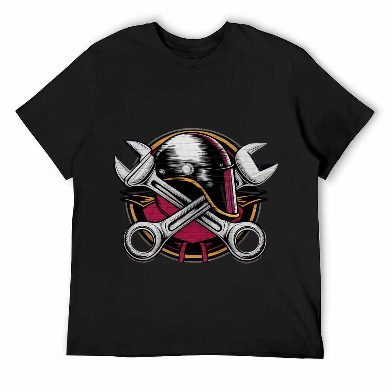 VogueVale Vintage motorcycle helmet and crossed wrenches drawingt shirt ...