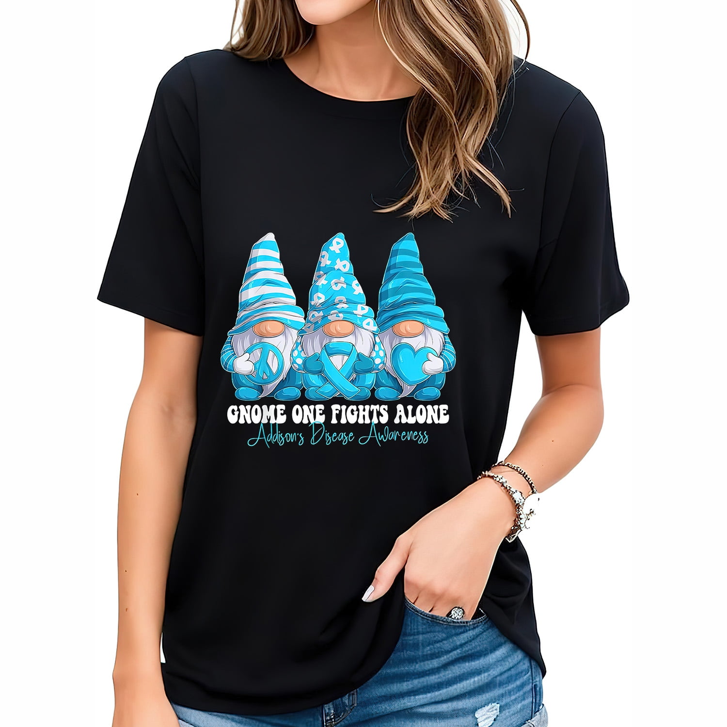 VogueVale Womens Addison's disease Awareness Month Light Blue Ribbon ...