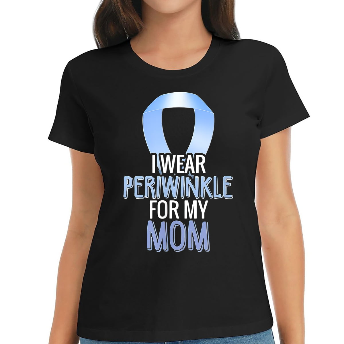 VogueVale Womens I Wear Periwinkle for my Mom I Blue Ribbon Stomach ...