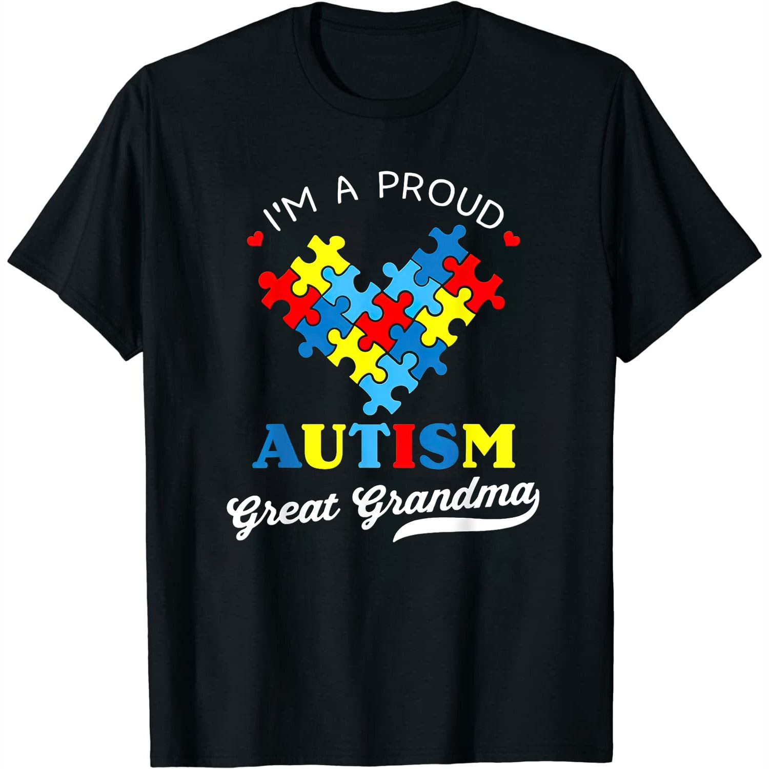 VogueVale Womens I'm A Proud Great Grandma Autism Awareness Autistic Grandson T-Shirt Black-S ...