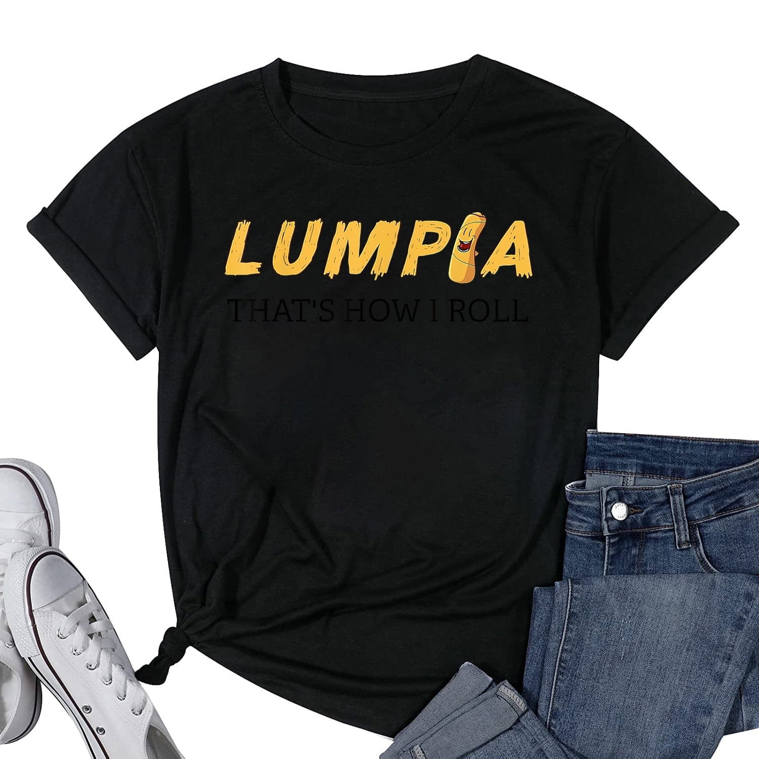 VogueVale Womens Lumpia How I Roll Filipino Spring Roll Funny Pinoy Gift T-Shirt-S - Walmart.com