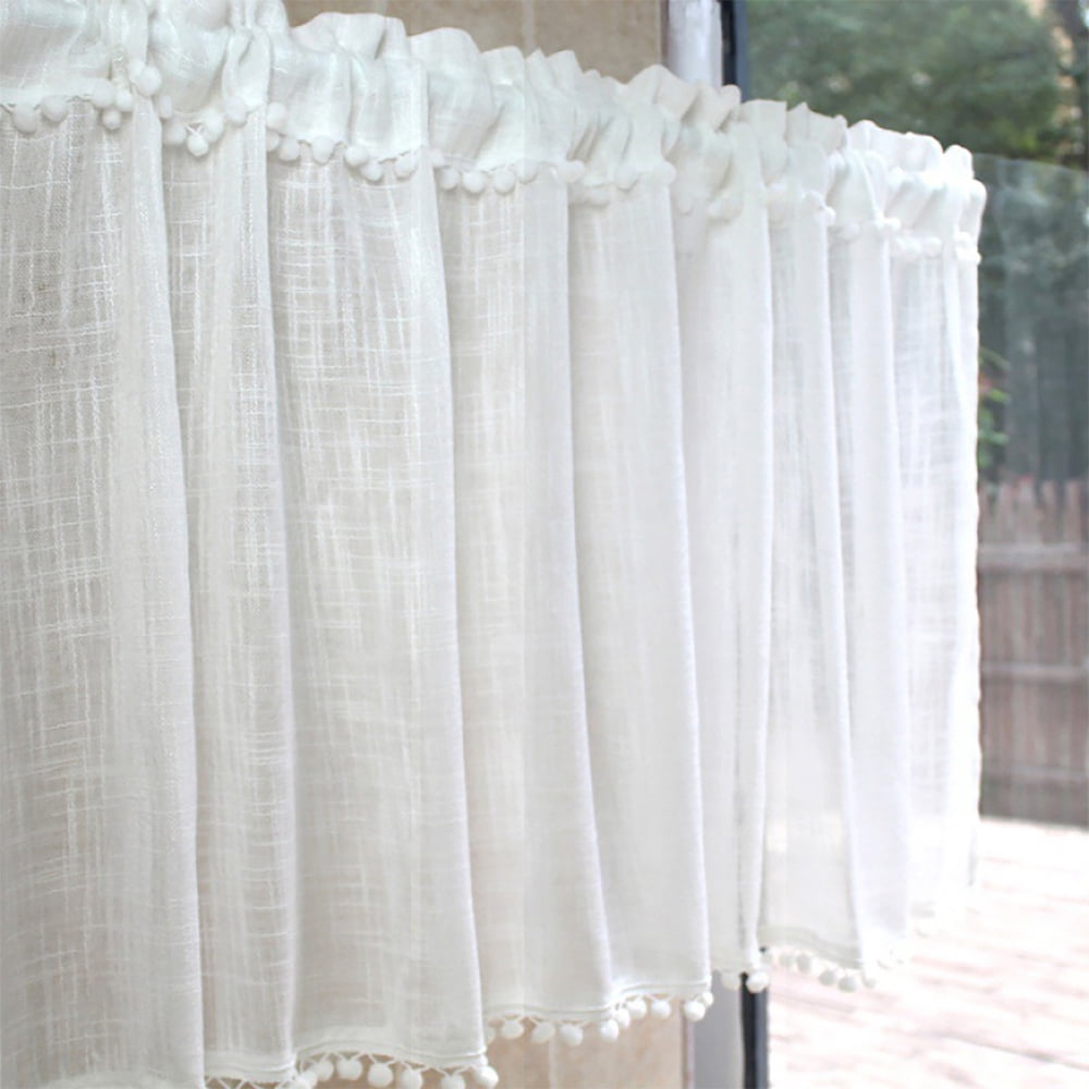 Voguele Short Curtain Semi Sheer Valance Rod Pocket Modern Scarf ...