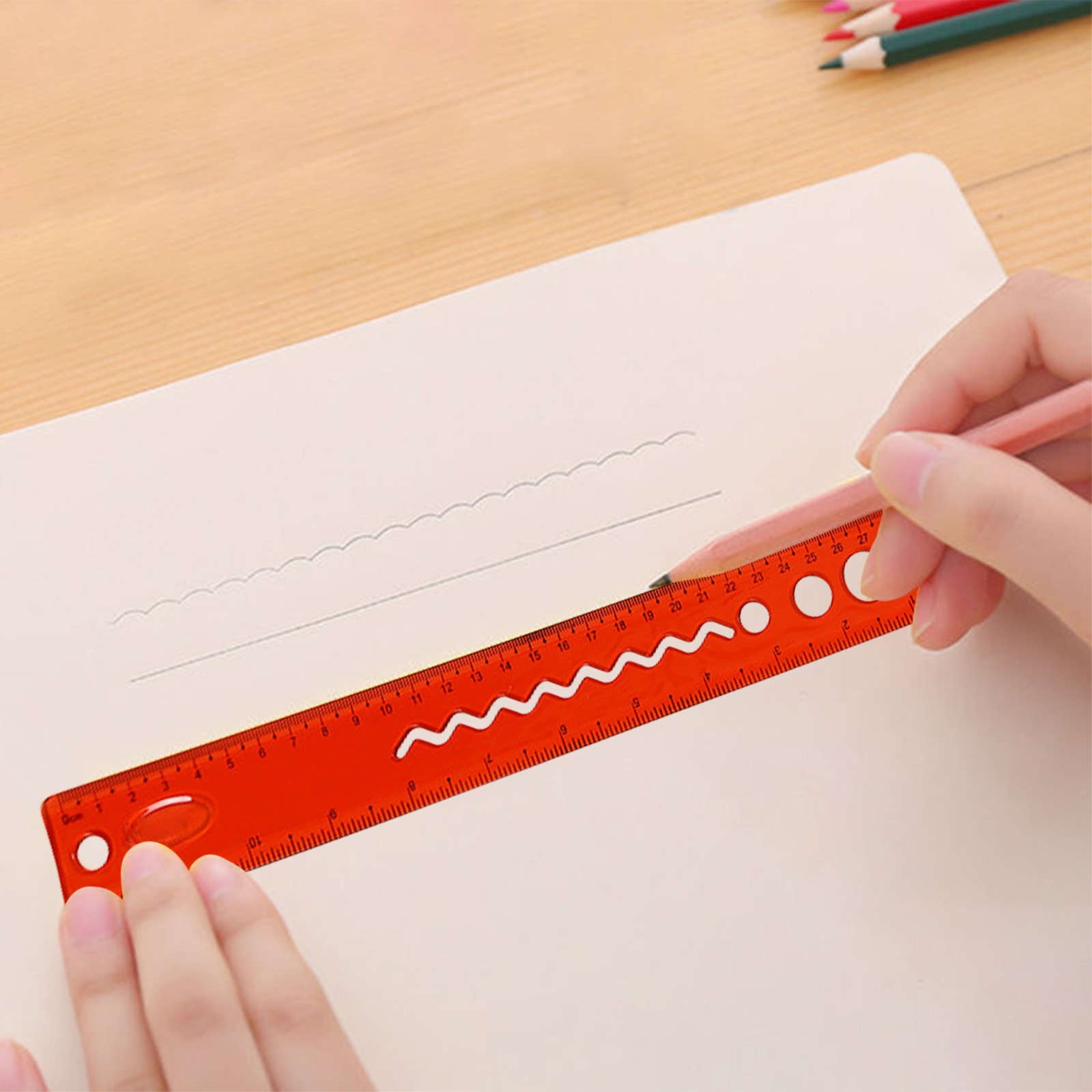 Voguev Clearance! Measuring Rule, Hollow Drawing Ruler Circle Wavy Line ...