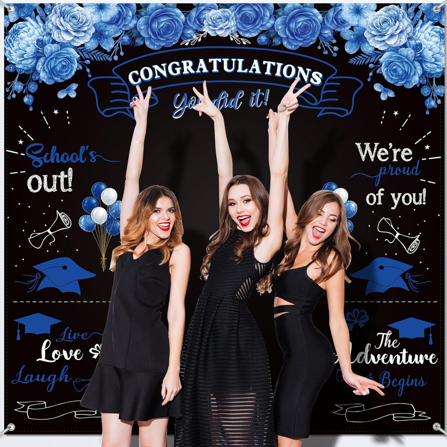 Voguly 3.6x5.9 ft Class of 2026 Graduation Backdrop, Floral Fabric ...