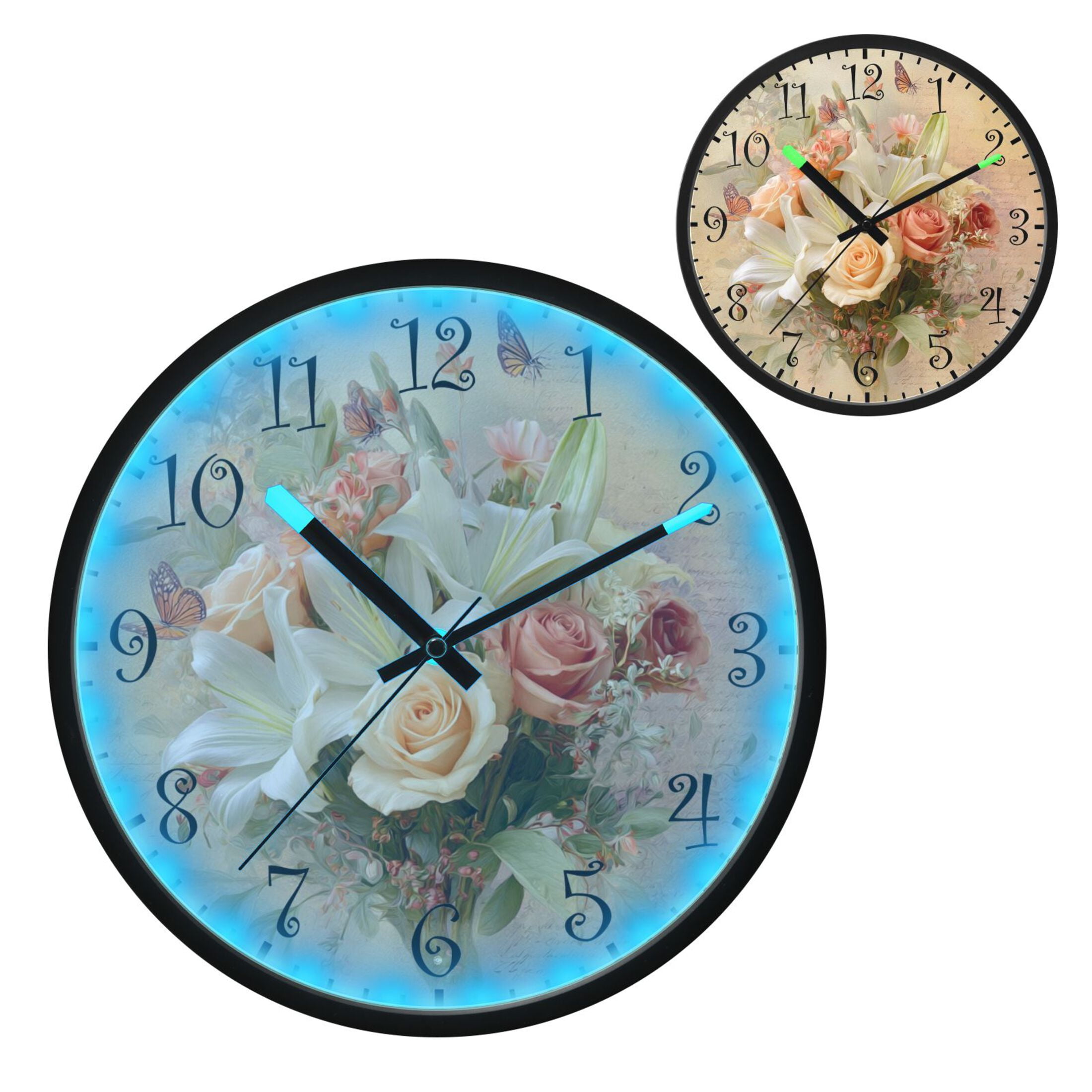 Voice Activated Clock with Glow Light 12 Inch Large Silent Wall Clock ...