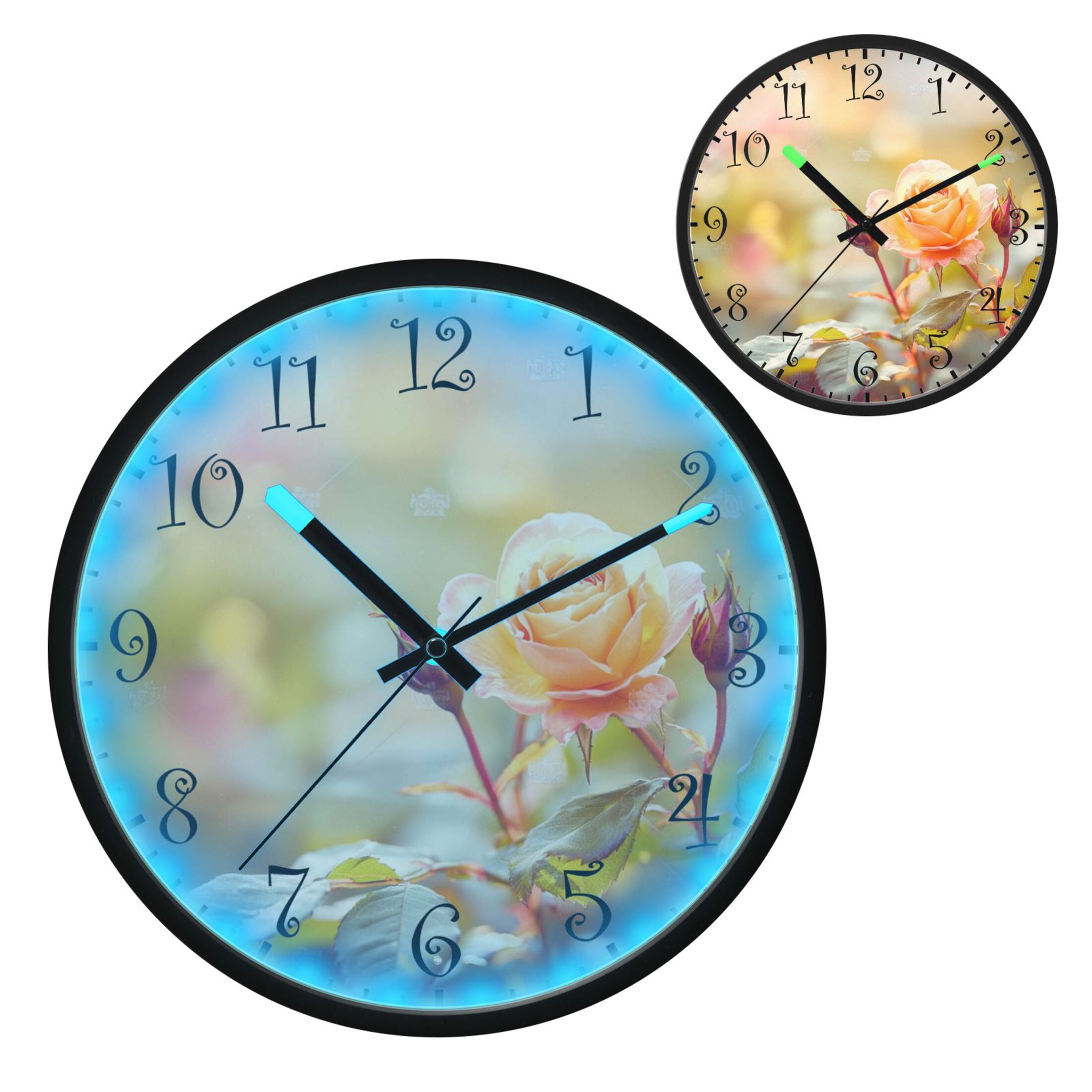 Voice Activated Clock with Glow Light 12 Inch Large Silent Wall Clock ...