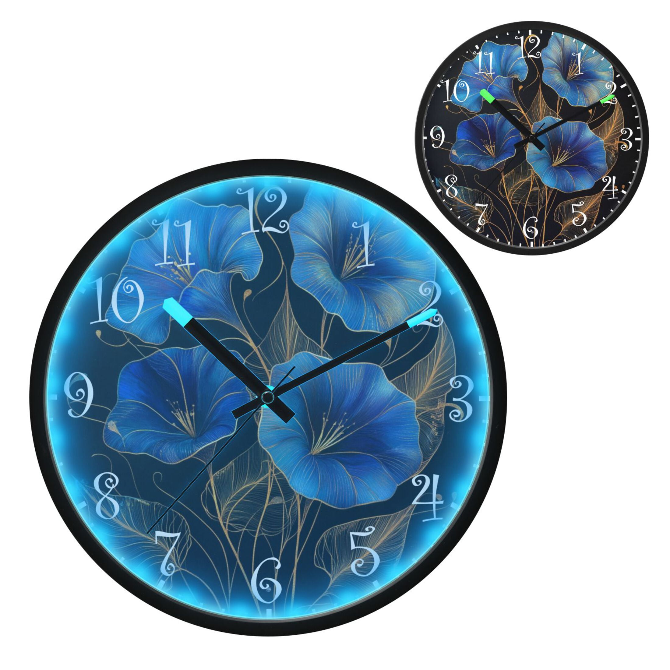 Voice Activated Clock with Glow Light 12 Inch Large Silent Wall Clock ...
