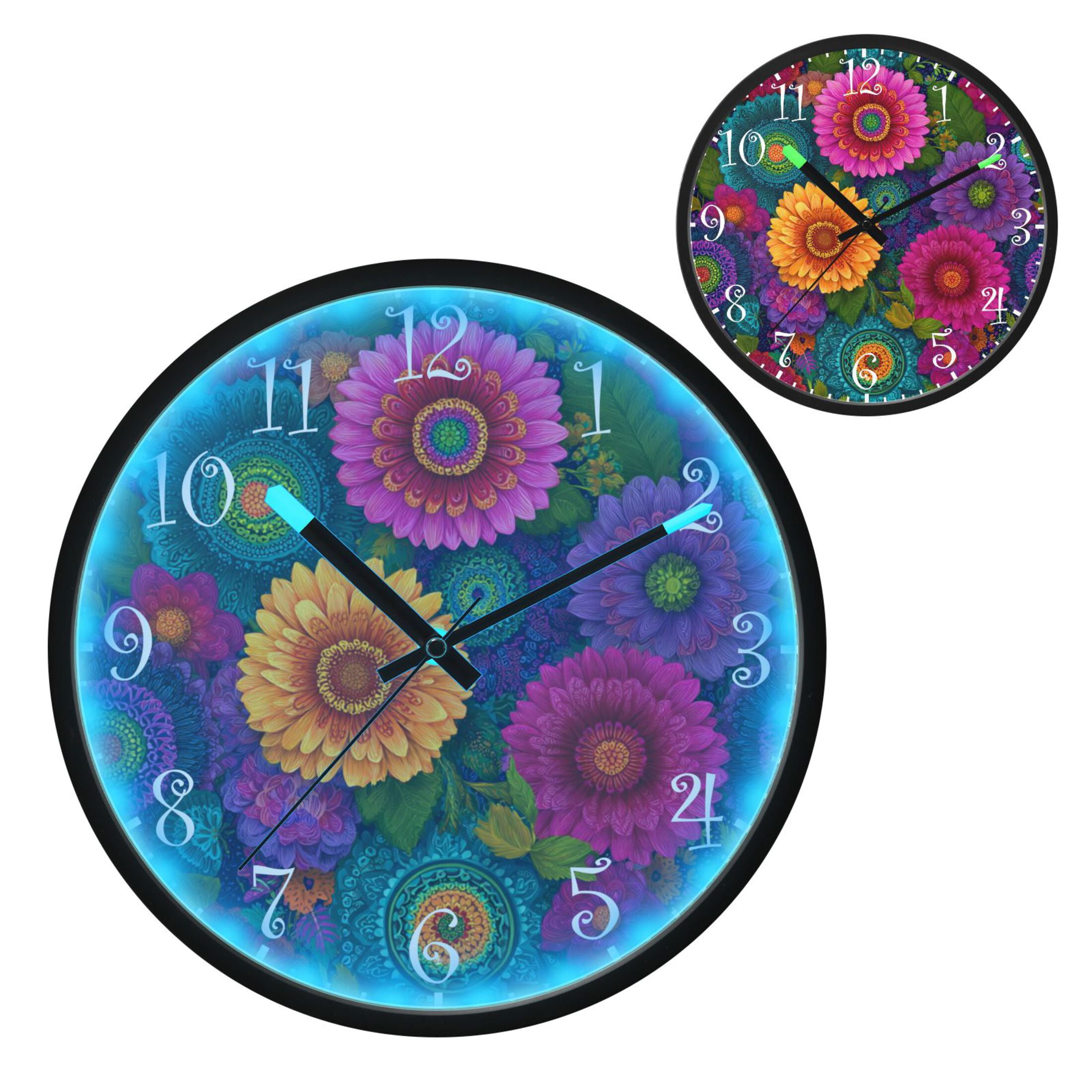 Voice Activated Clock with Glow Light 12 Inch Large Silent Wall Clock ...