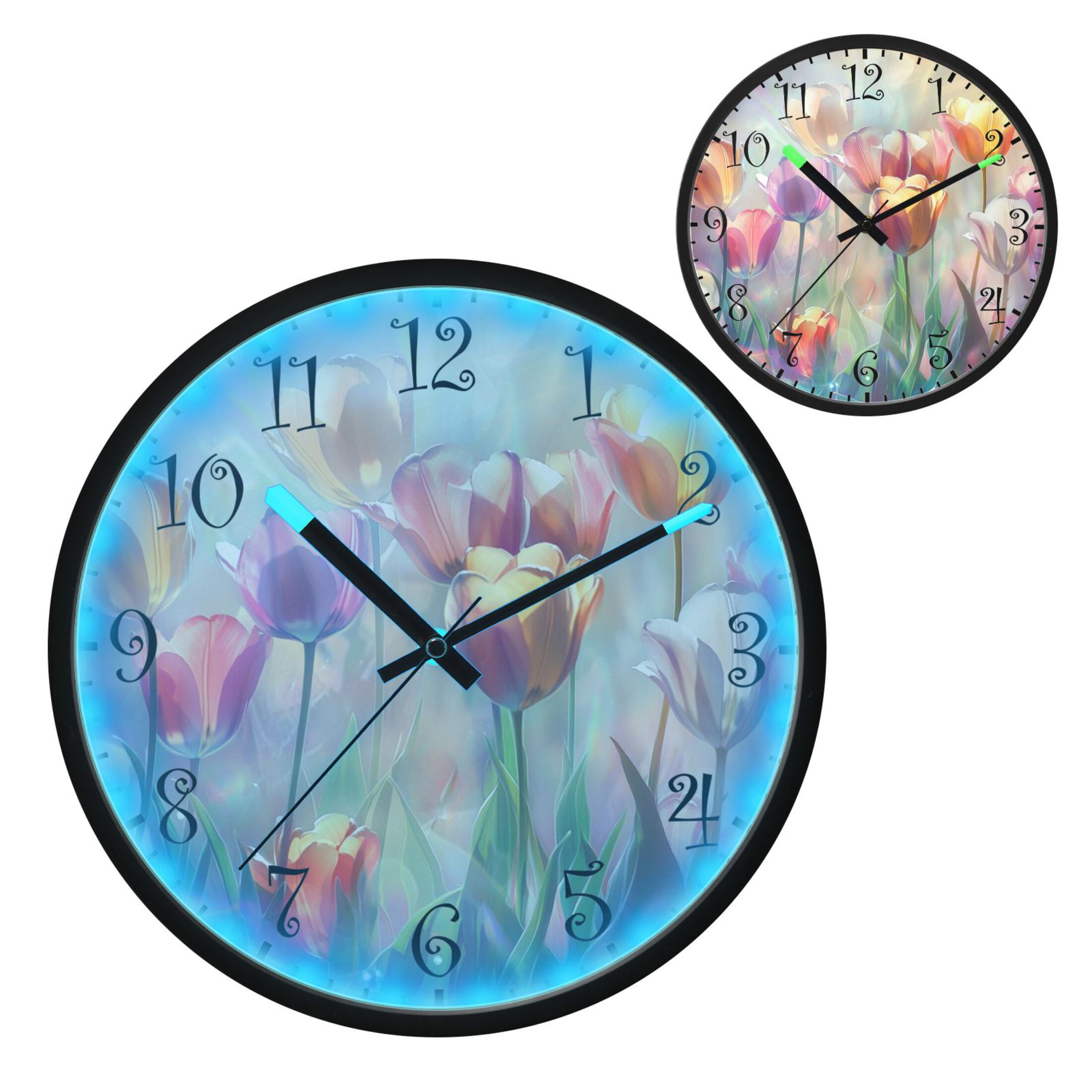 Voice Activated Clock with Glow Light 12 Inch Large Silent Wall Clock ...