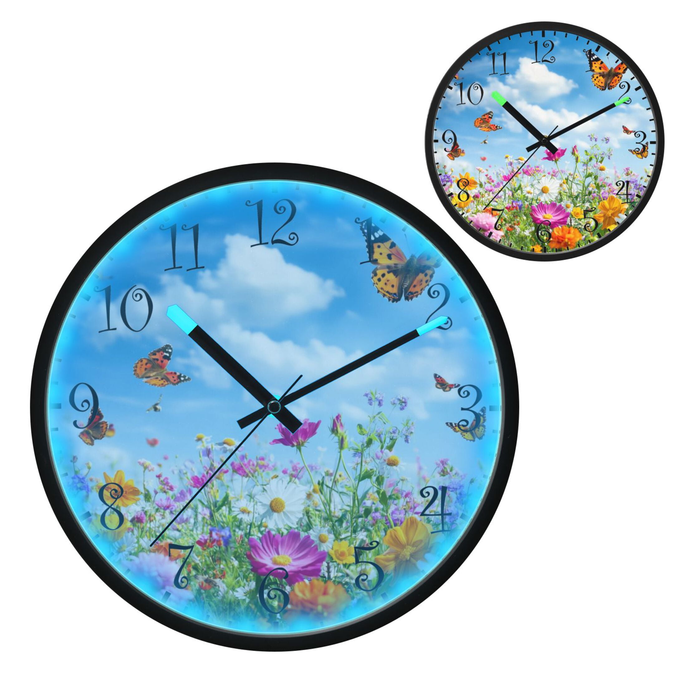 Voice Activated Clock with Glow Light 12 Inch Large Silent Wall Clock ...