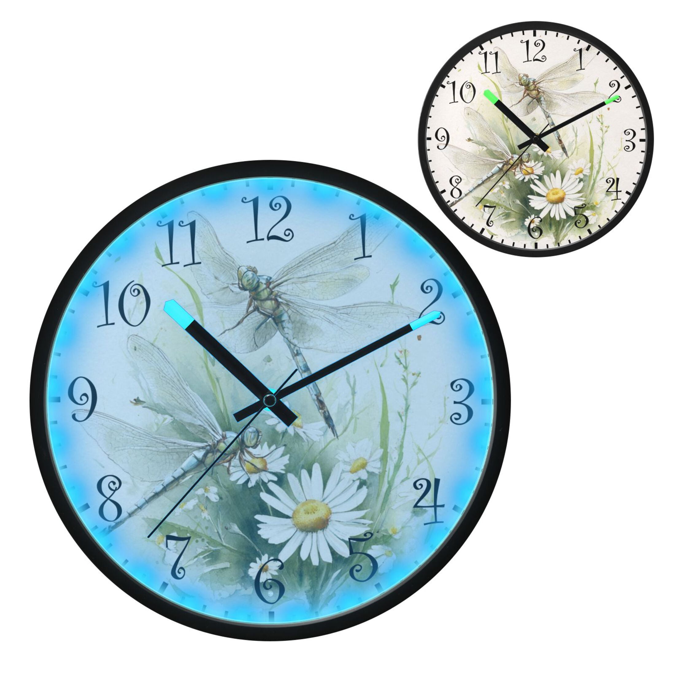 Voice Activated Clock with Glow Light 12 Inch Large Silent Wall Clock ...