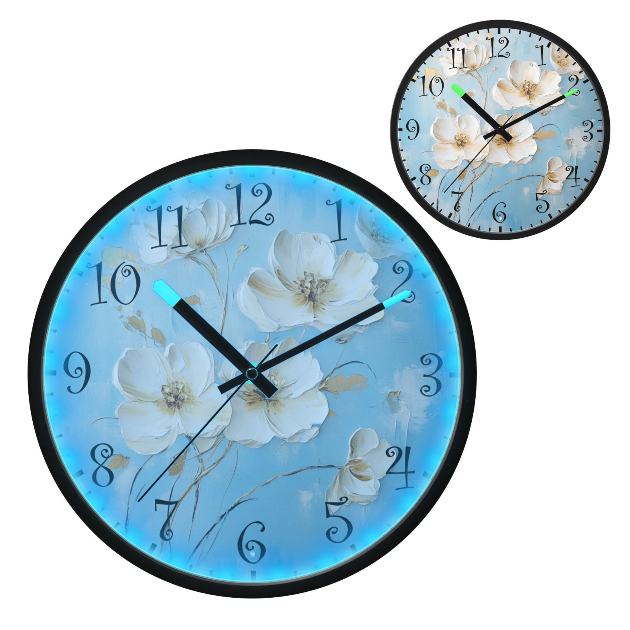 Voice Activated Clock with Glow Light 12 Inch Large Silent Wall Clock ...