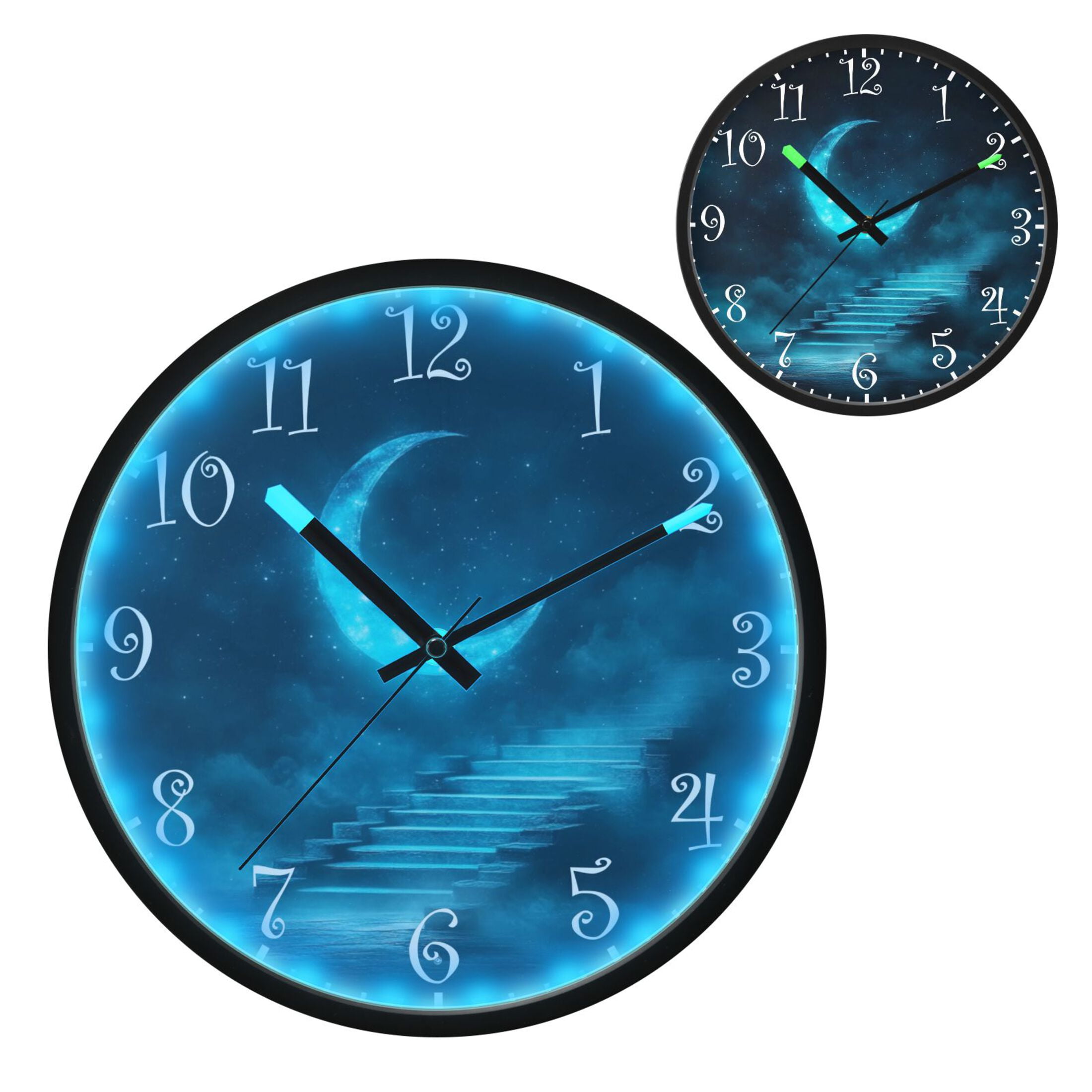 Voice Activated Clock with Glow Light 12 Inch Large Silent Wall Clock ...
