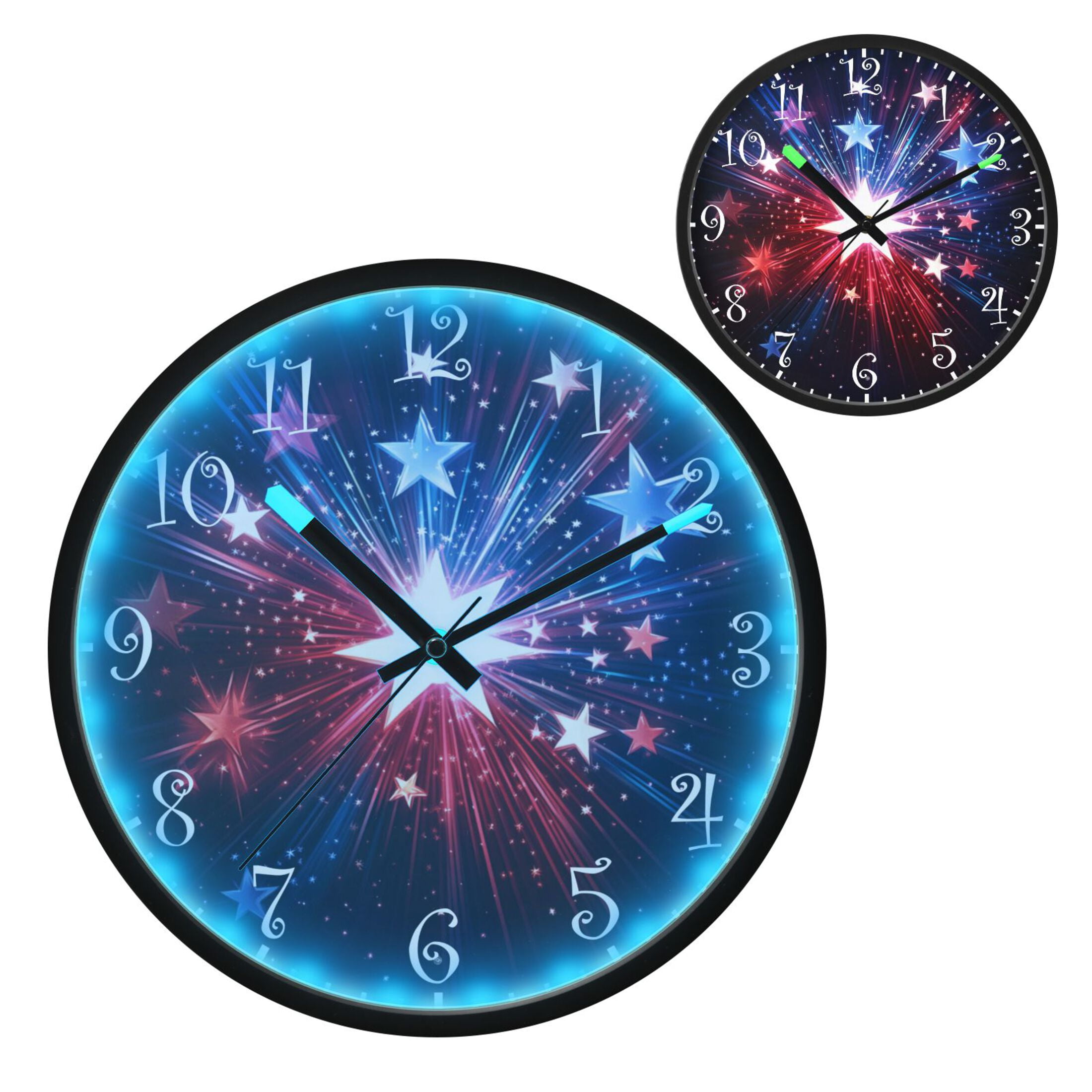 Voice Activated Clock with Glow Light 12 Inch Large Silent Wall Clock ...