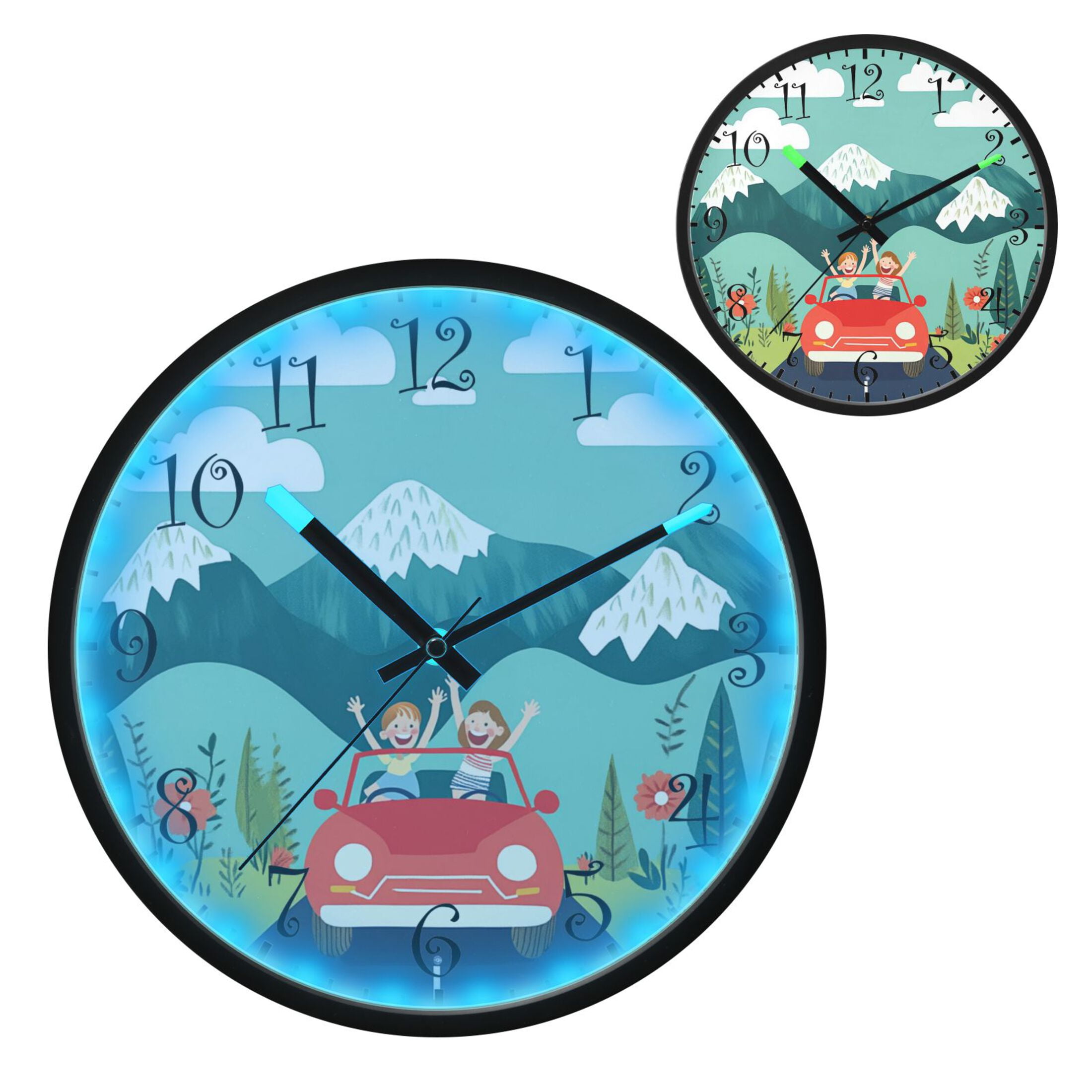 Voice Activated Clock with Glow Light 12 Inch Large Silent Wall Clock ...
