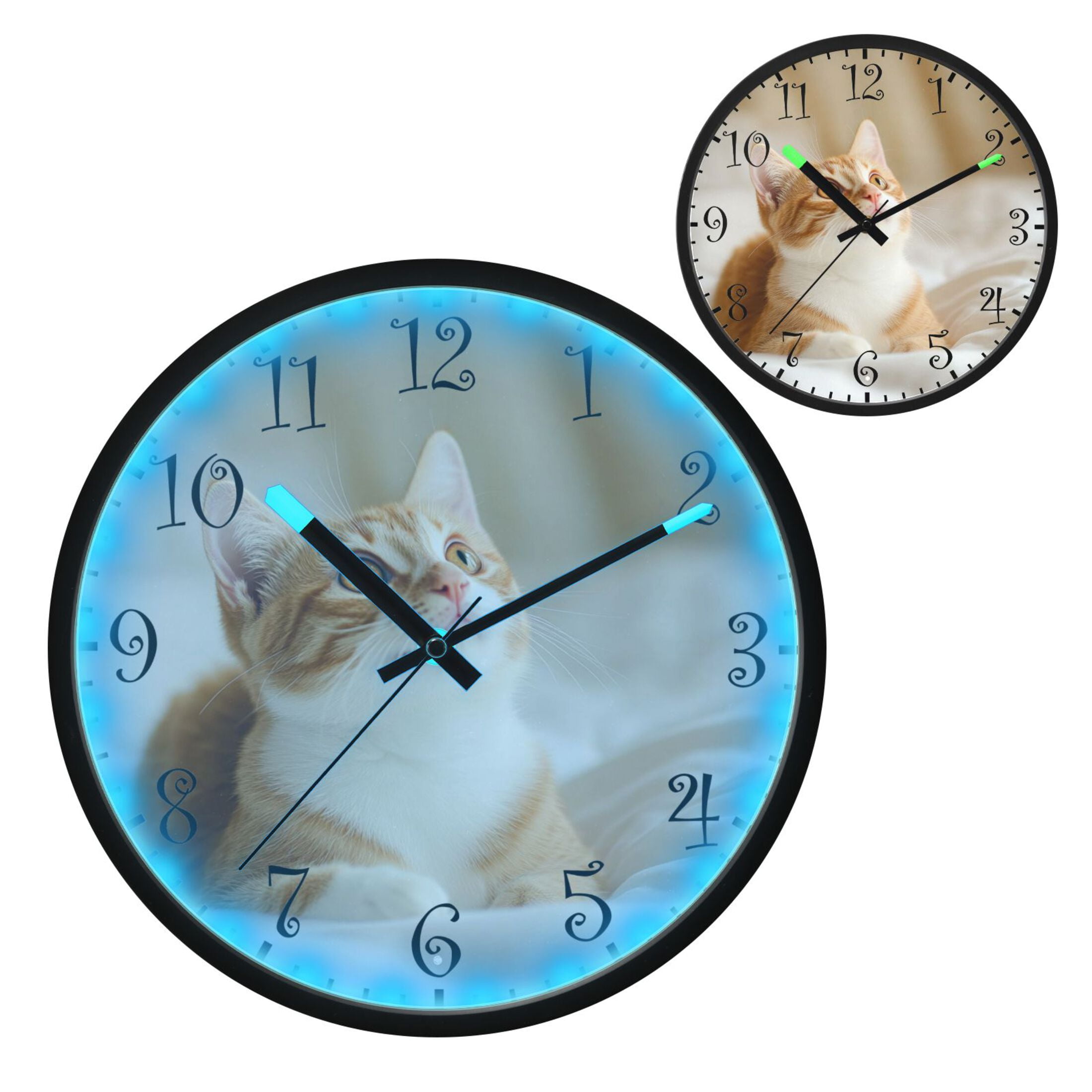 Voice Activated Clock with Glow Light 12 Inch Large Silent Wall Clock ...