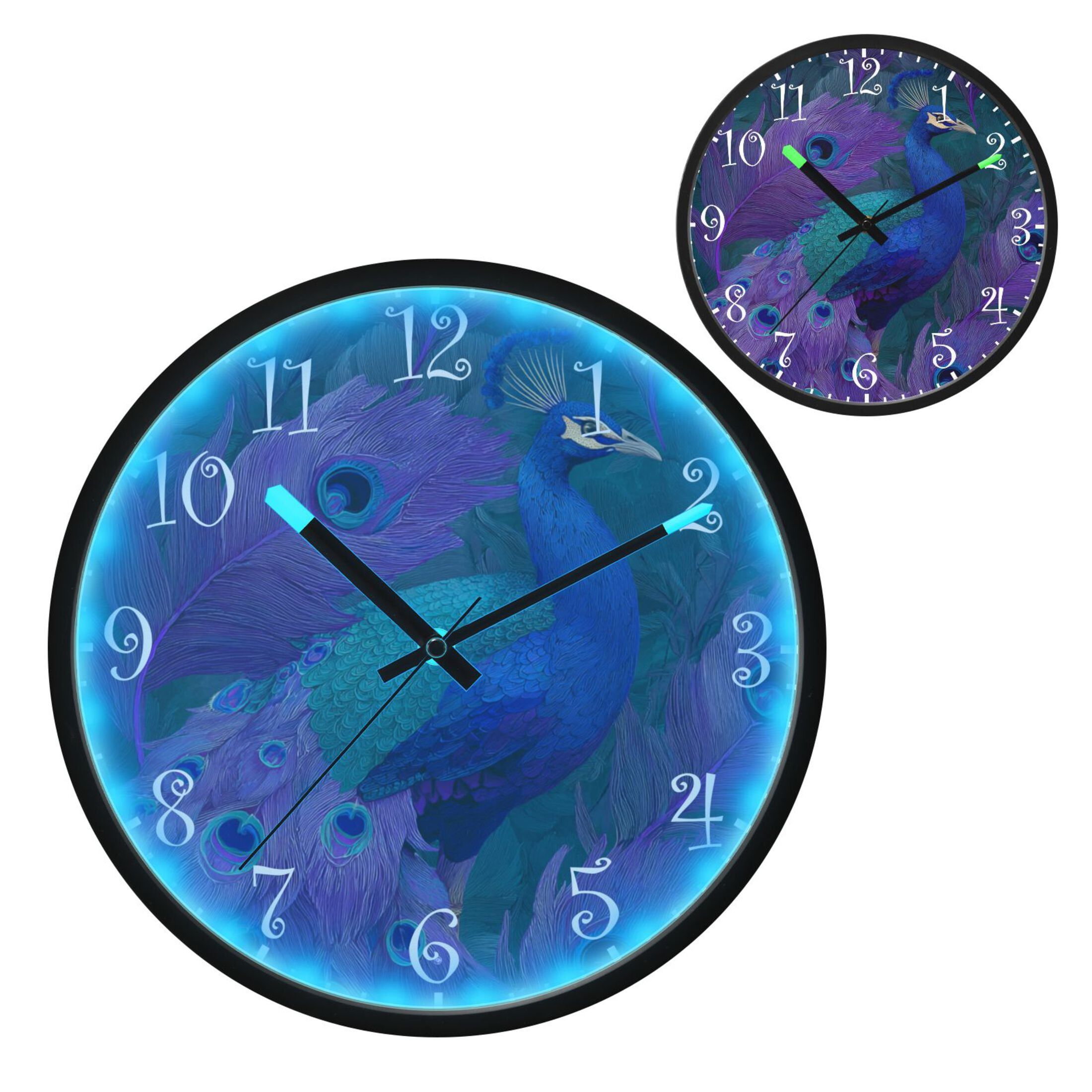 Voice Activated Clock with Glow Light 12 Inch Large Silent Wall Clock ...