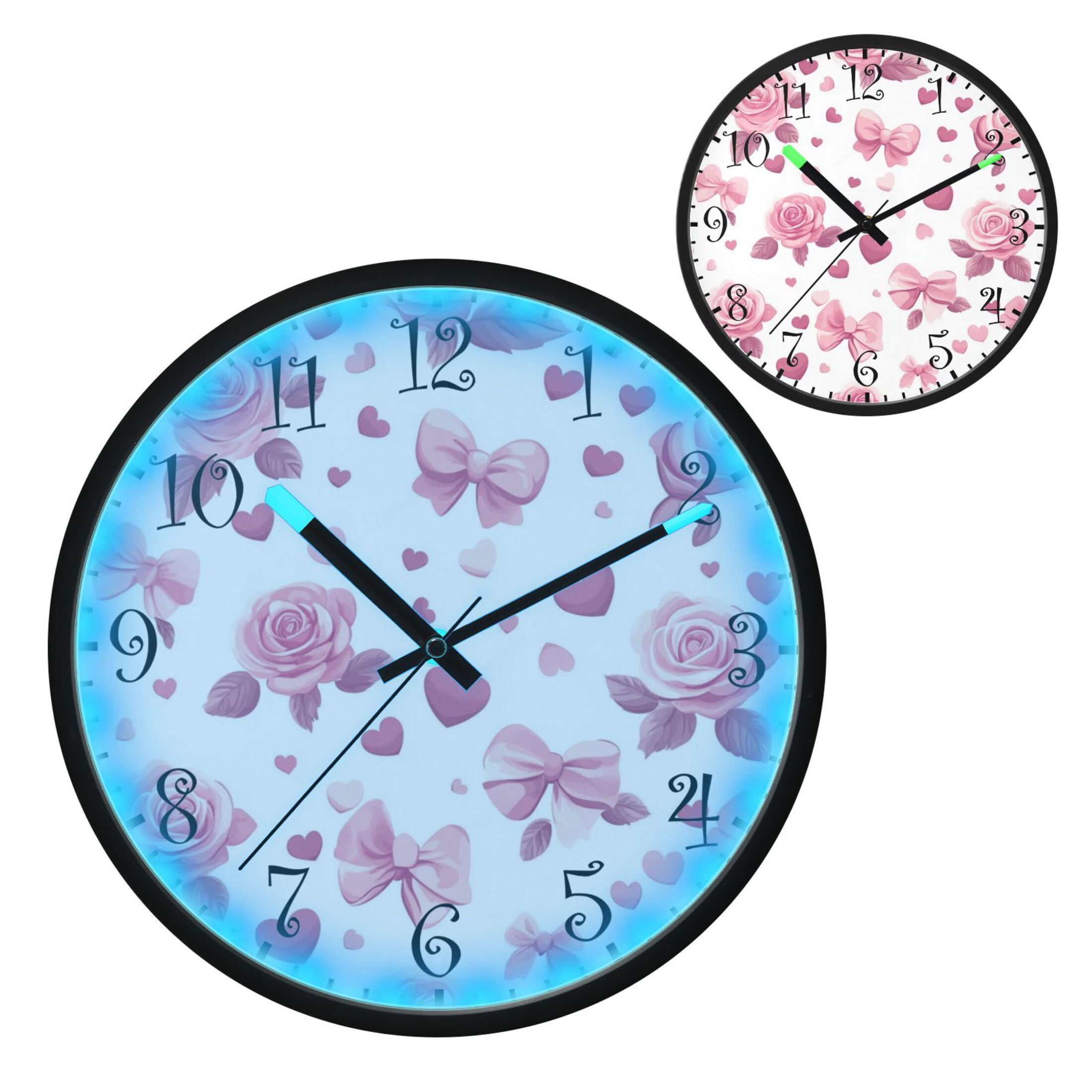 Voice Activated Clock with Glow Light 12 Inch Large Silent Wall Clock ...