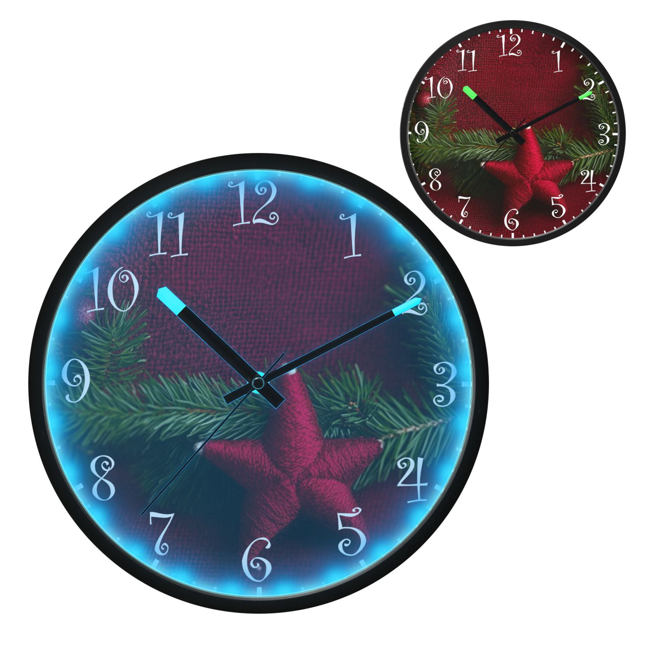 Voice Activated Clock with Glow Light 12 Inch Large Silent Wall Clock ...