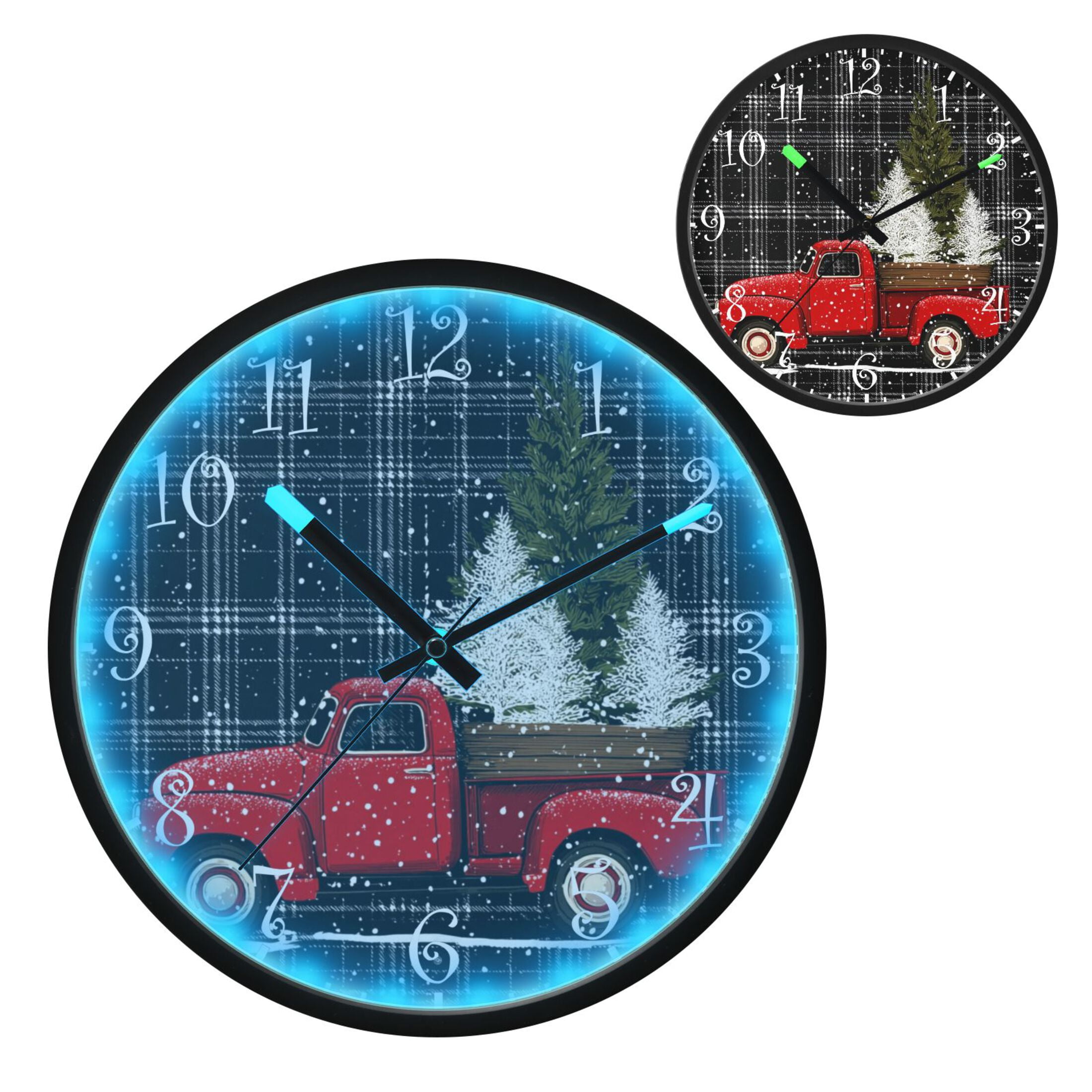 Voice Activated Clock with Glow Light 12 Inch Large Silent Wall Clock ...