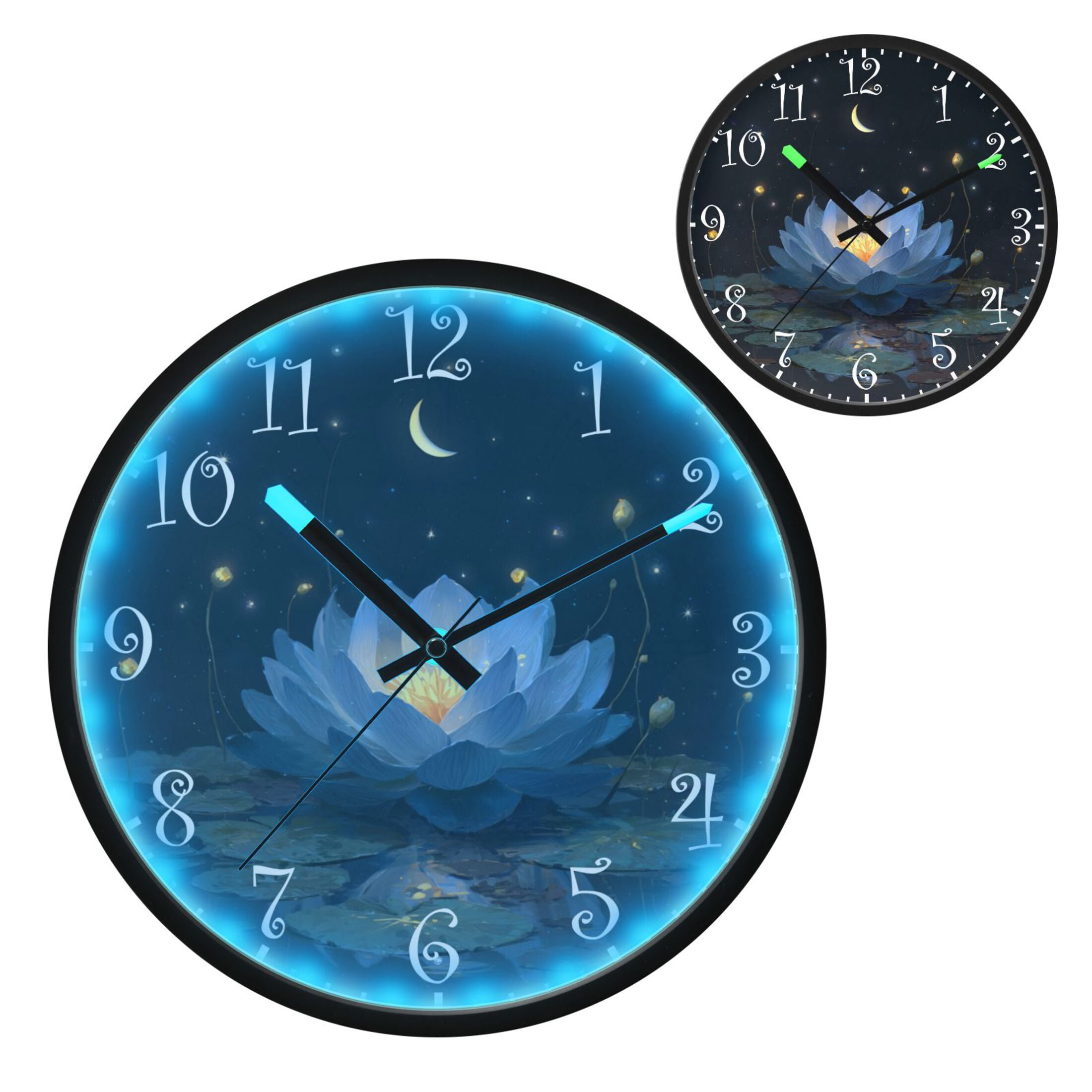 Voice Activated Clock with Glow Light 12 Inch Large Silent Wall Clock ...