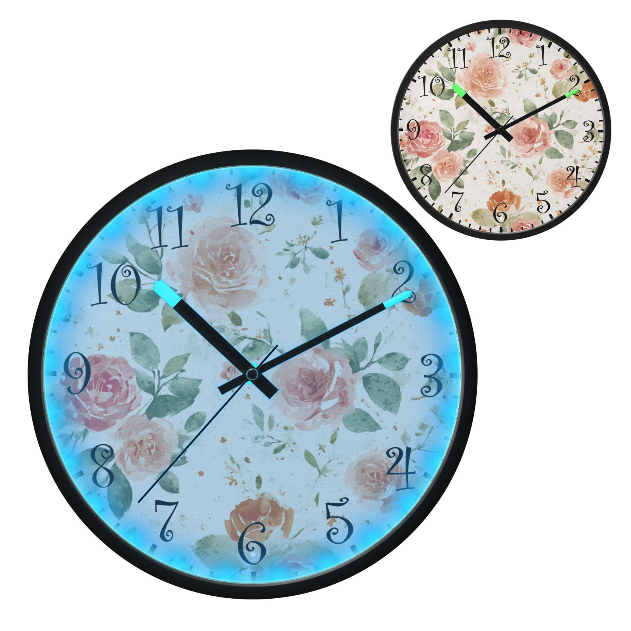 Voice Activated Clock with Glow Light 12 Inch Large Silent Wall Clock ...