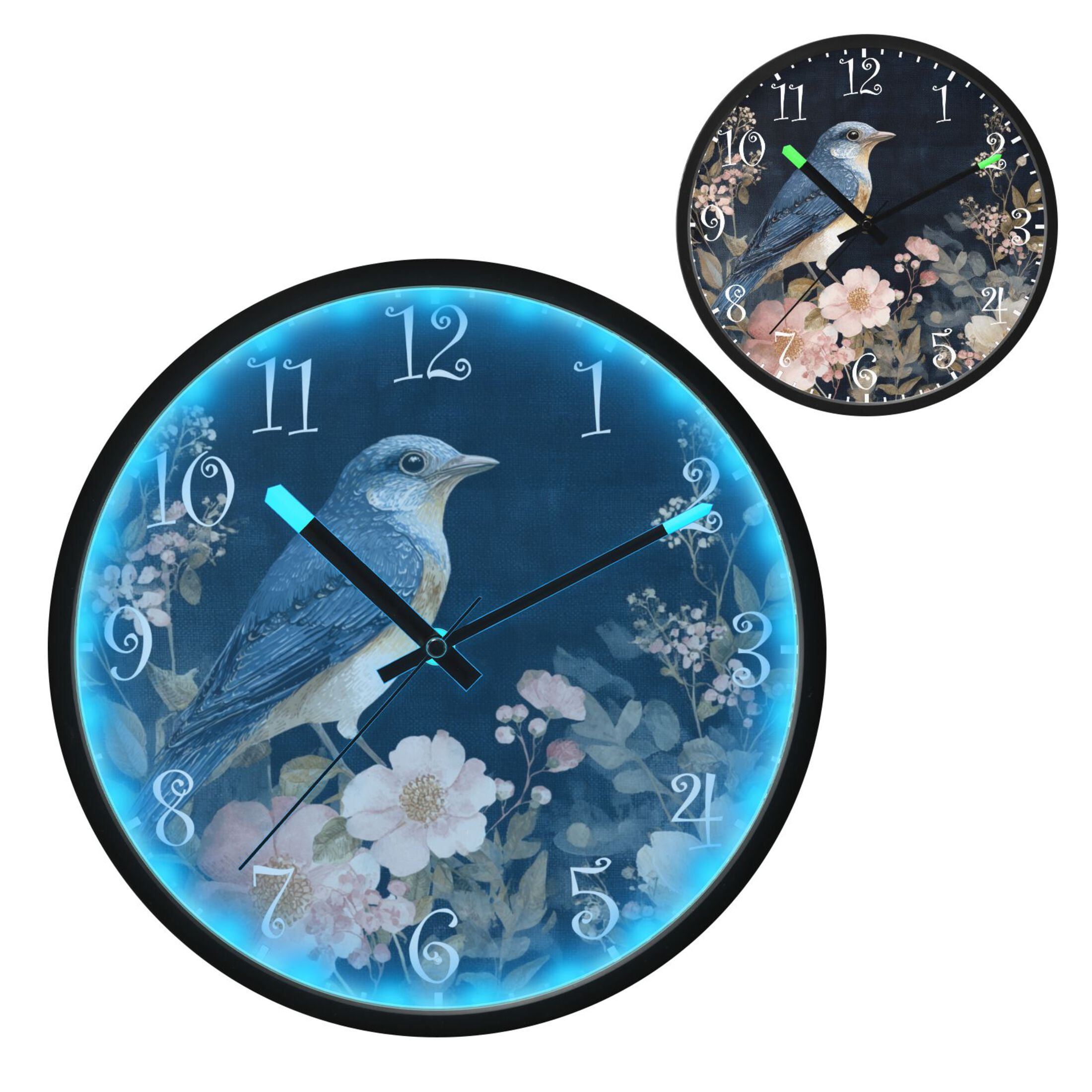 Voice Activated Clock with Glow Light 12 Inch Large Silent Wall Clock ...