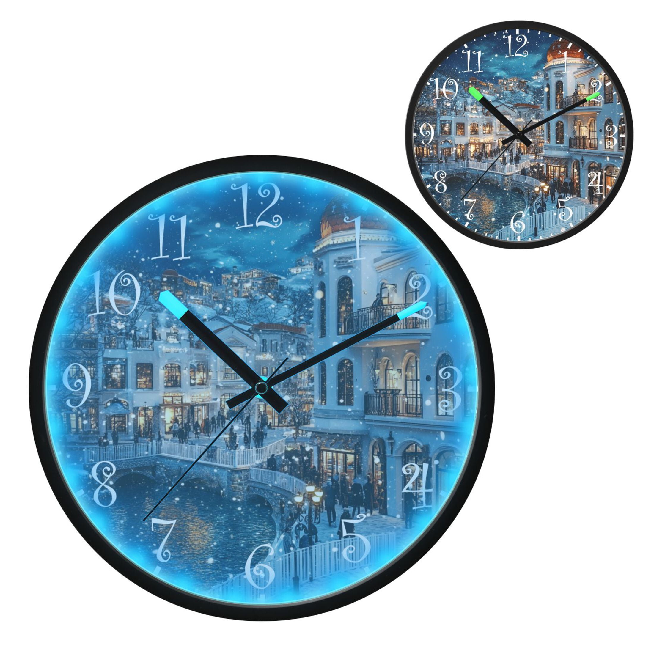 Voice Activated Clock with Glow Light 12 Inch Large Silent Wall Clock ...