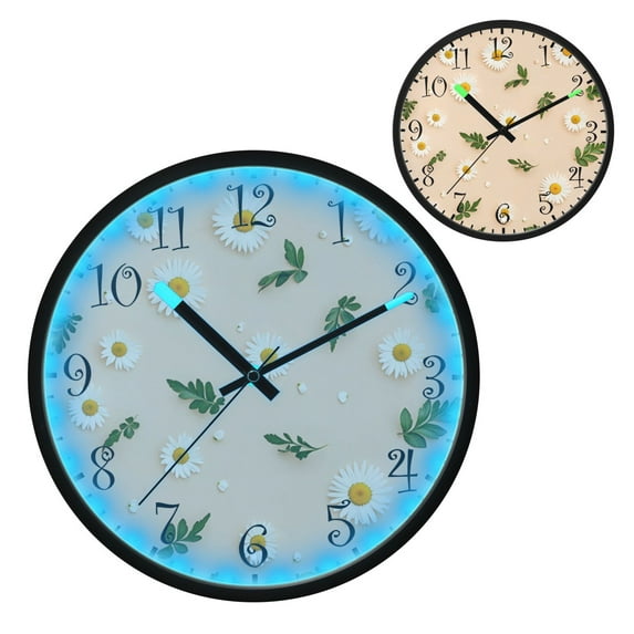 Voice Activated Clock with Glow Light 12 Inch Large Silent Wall Clock ...