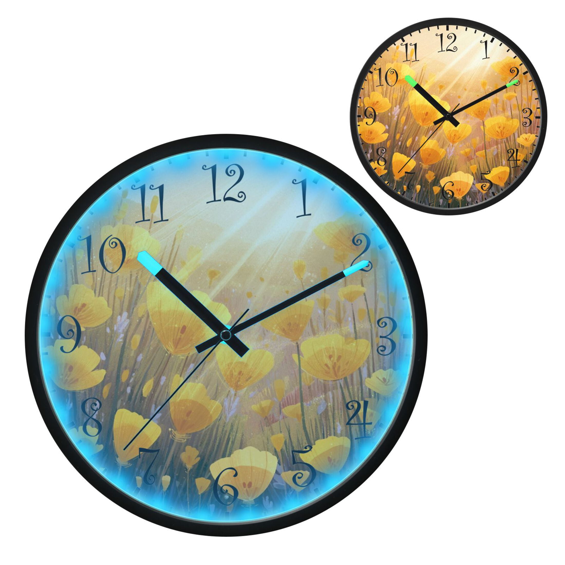 Voice Activated Clock with Glow Light 12 Inch Large Silent Wall Clock ...