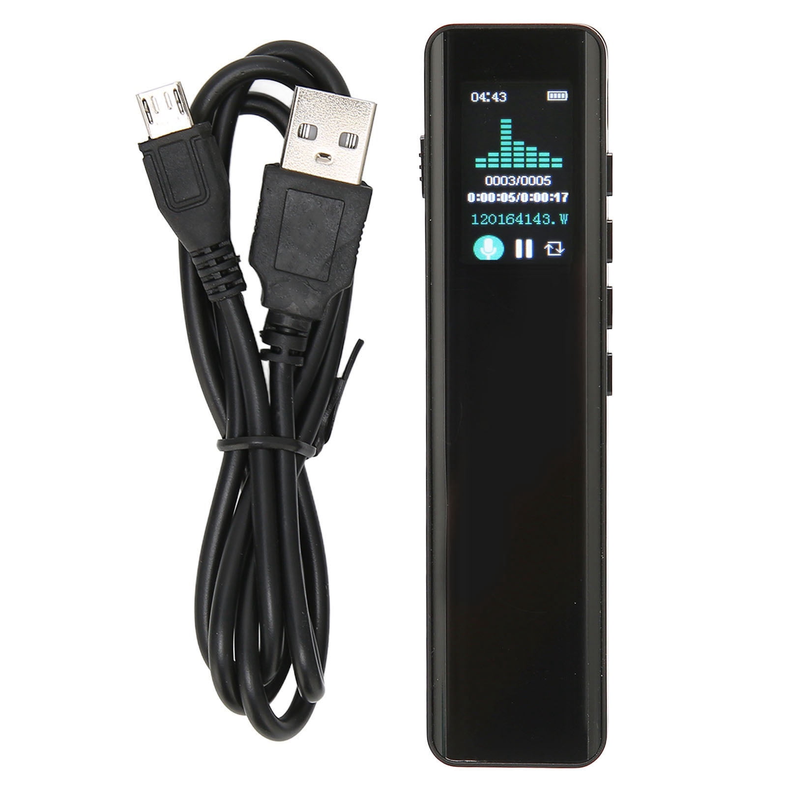 Voice-Activated Digital Recorder and MP3 Player, USB Rechargeable ...