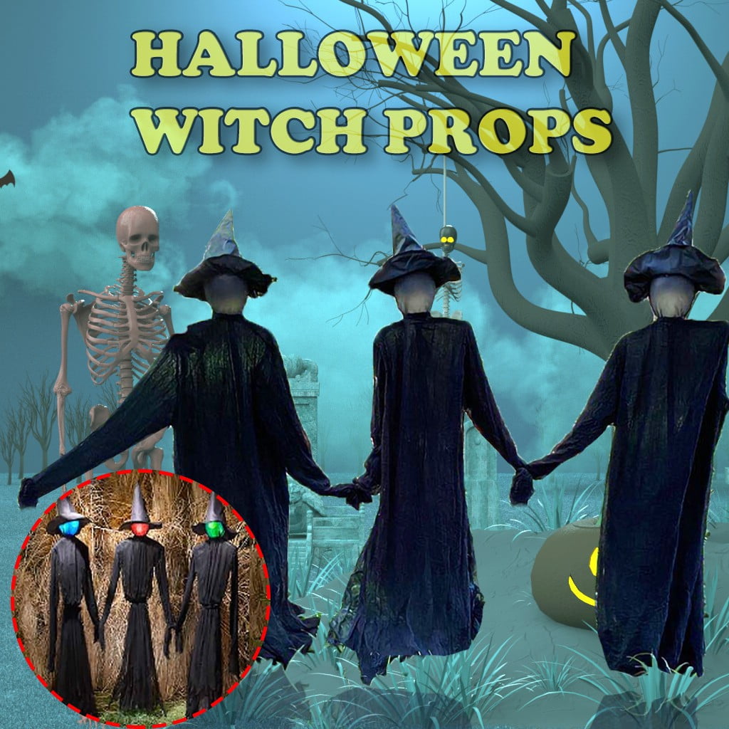 Voice-Activated Halloween Witches - 3-Pack Animated Yard Decor with ...