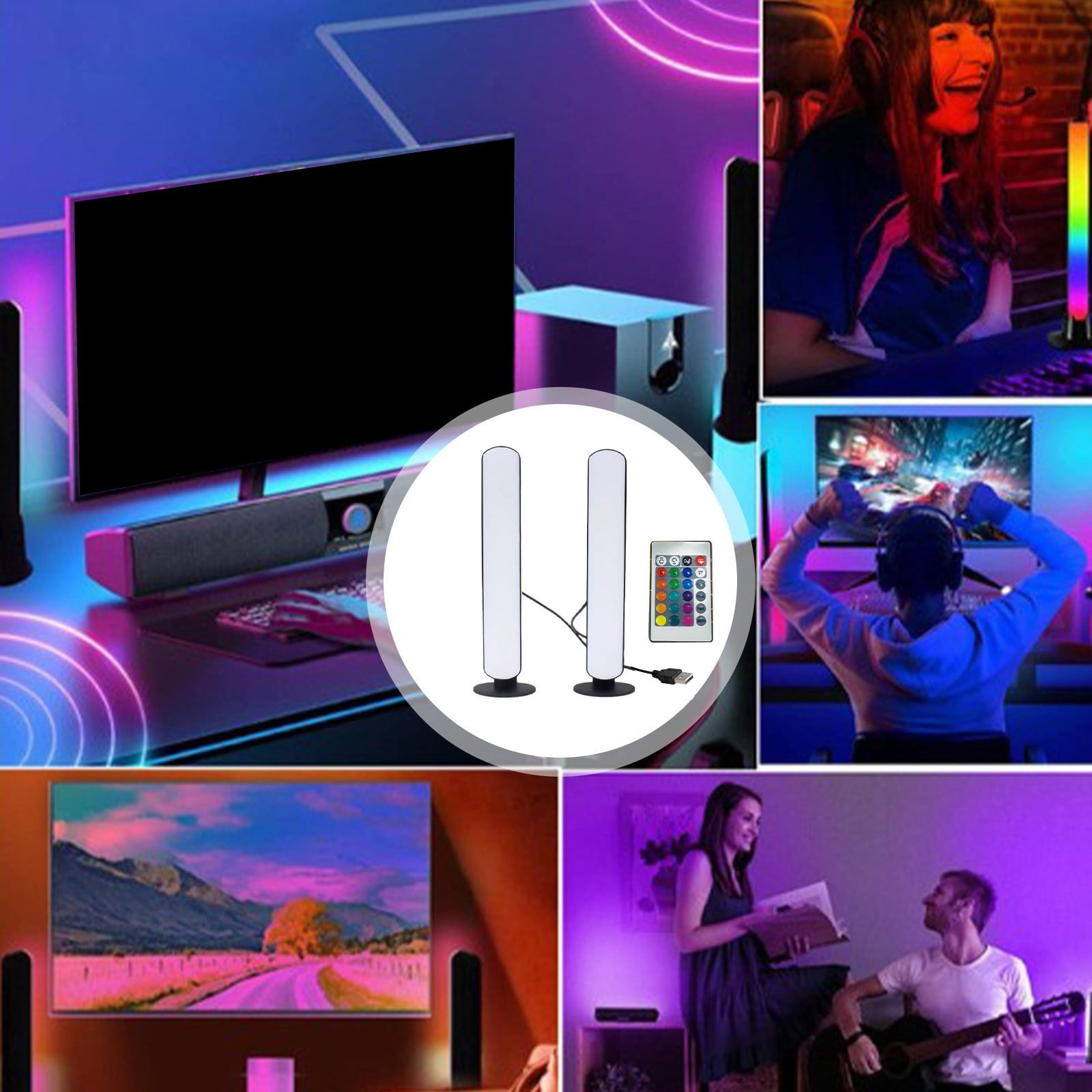 Voice Activated LED Light, APP Control, USB Rechargeable, Dimmable 10 ...