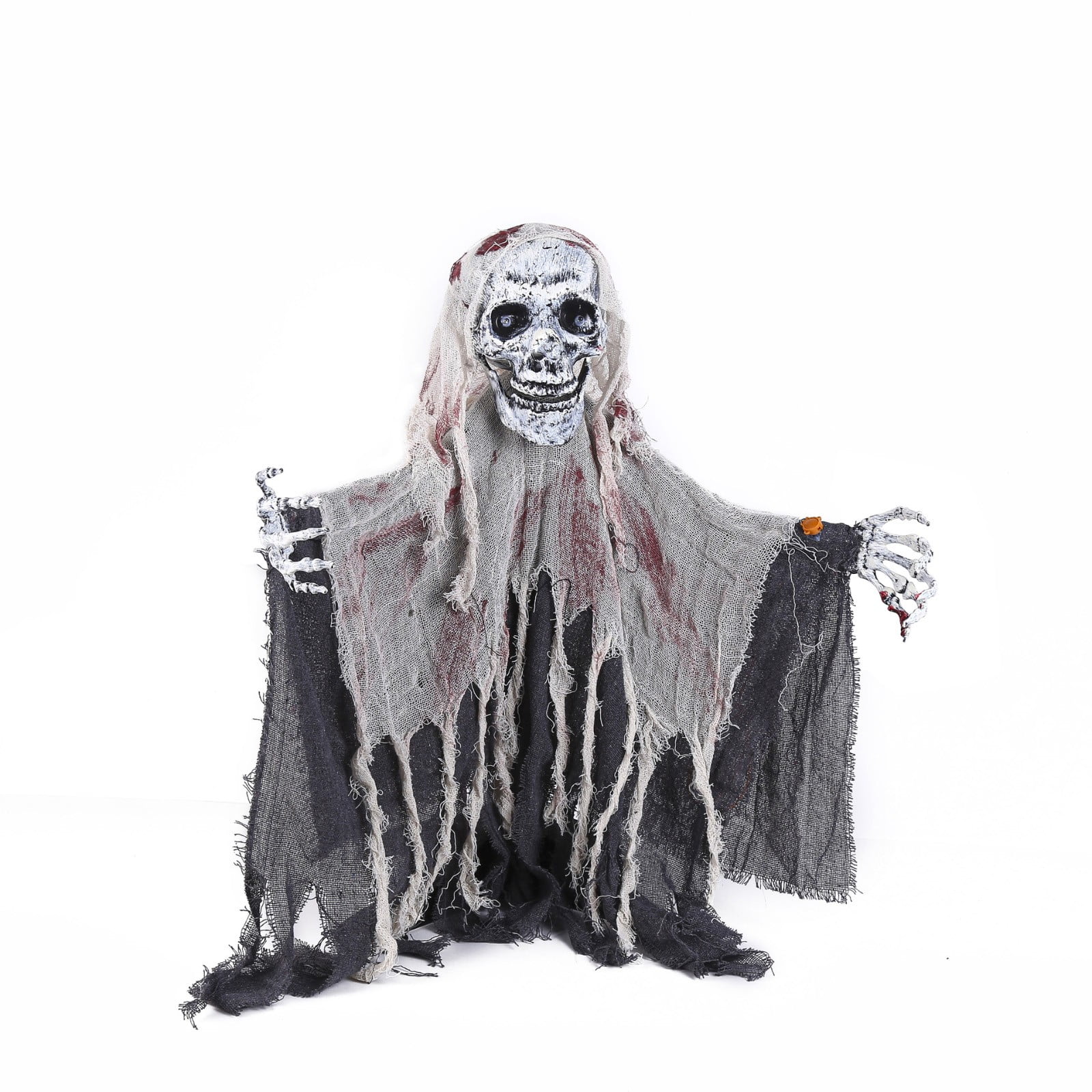 Voice - Activated Scary Skeleton Halloween Decoration with Glowing Red ...