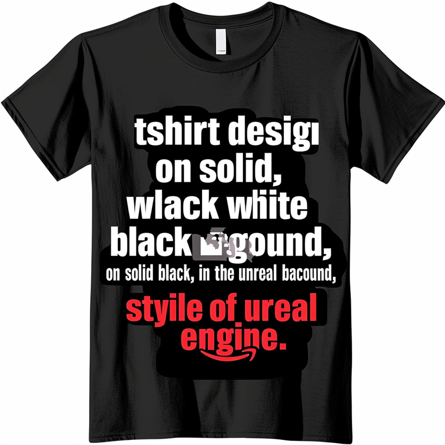 Voice Casting Black Tee: Bold white text in Unreal Engine style on ...