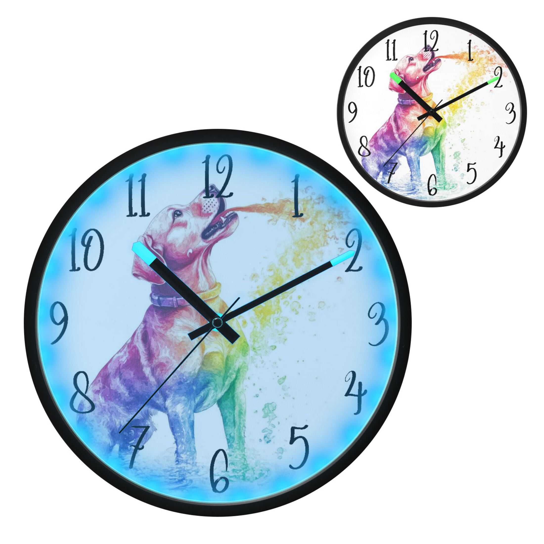 Voice Controlled Luminous Clock LED Night Light 12 Inch Silent Wall ...