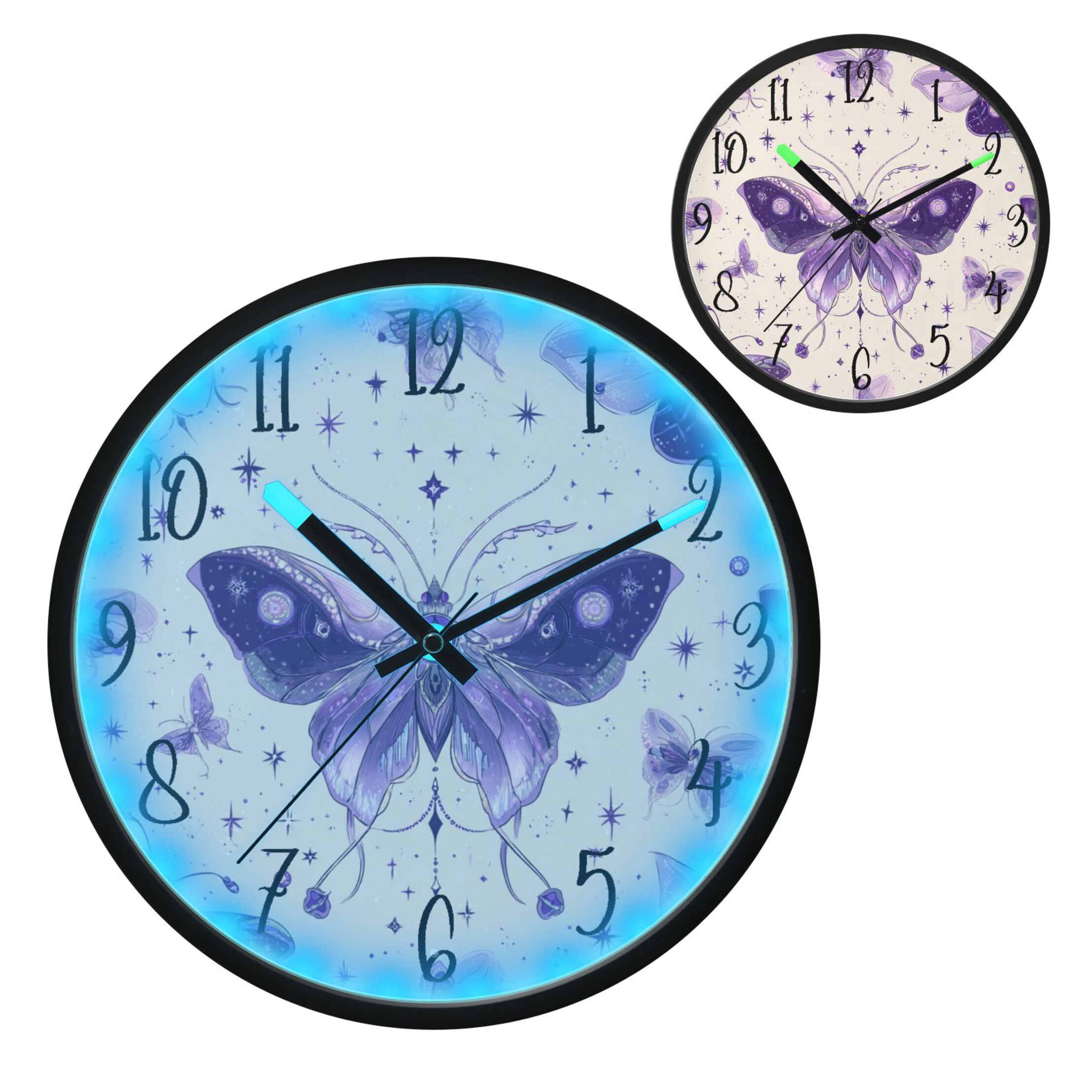 Voice Controlled Luminous Clock LED Night Light 12 Inch Silent Wall ...