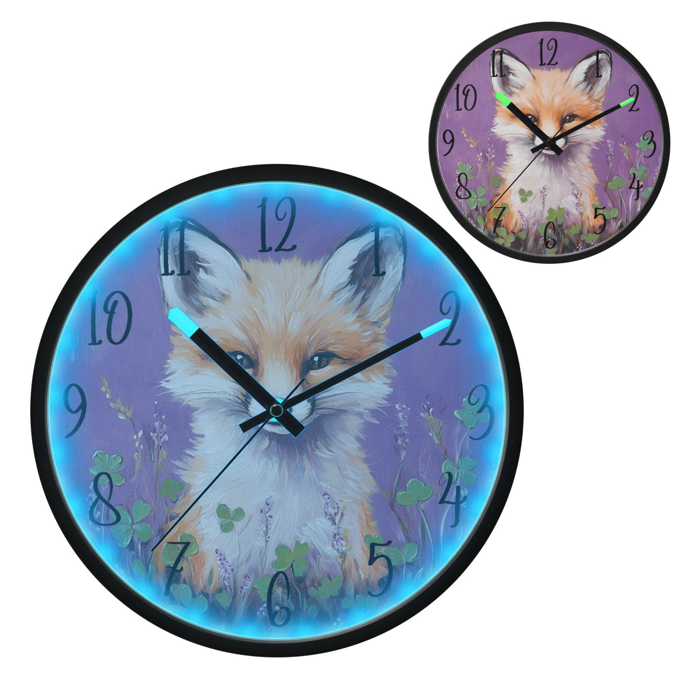Voice Controlled Luminous Clock LED Night Light 12 Inch Silent Wall ...