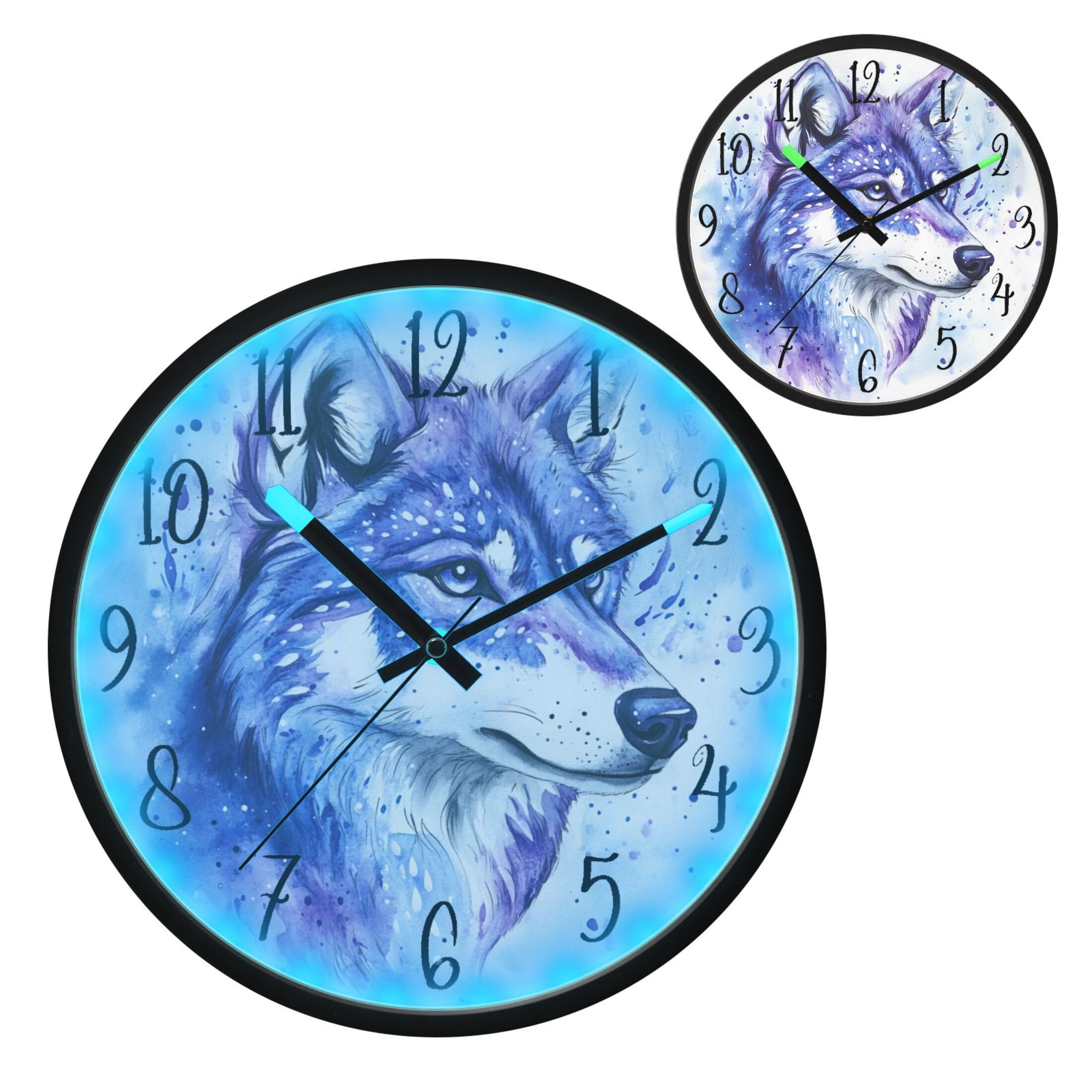 Voice Controlled Luminous Clock LED Night Light 12 Inch Silent Wall ...