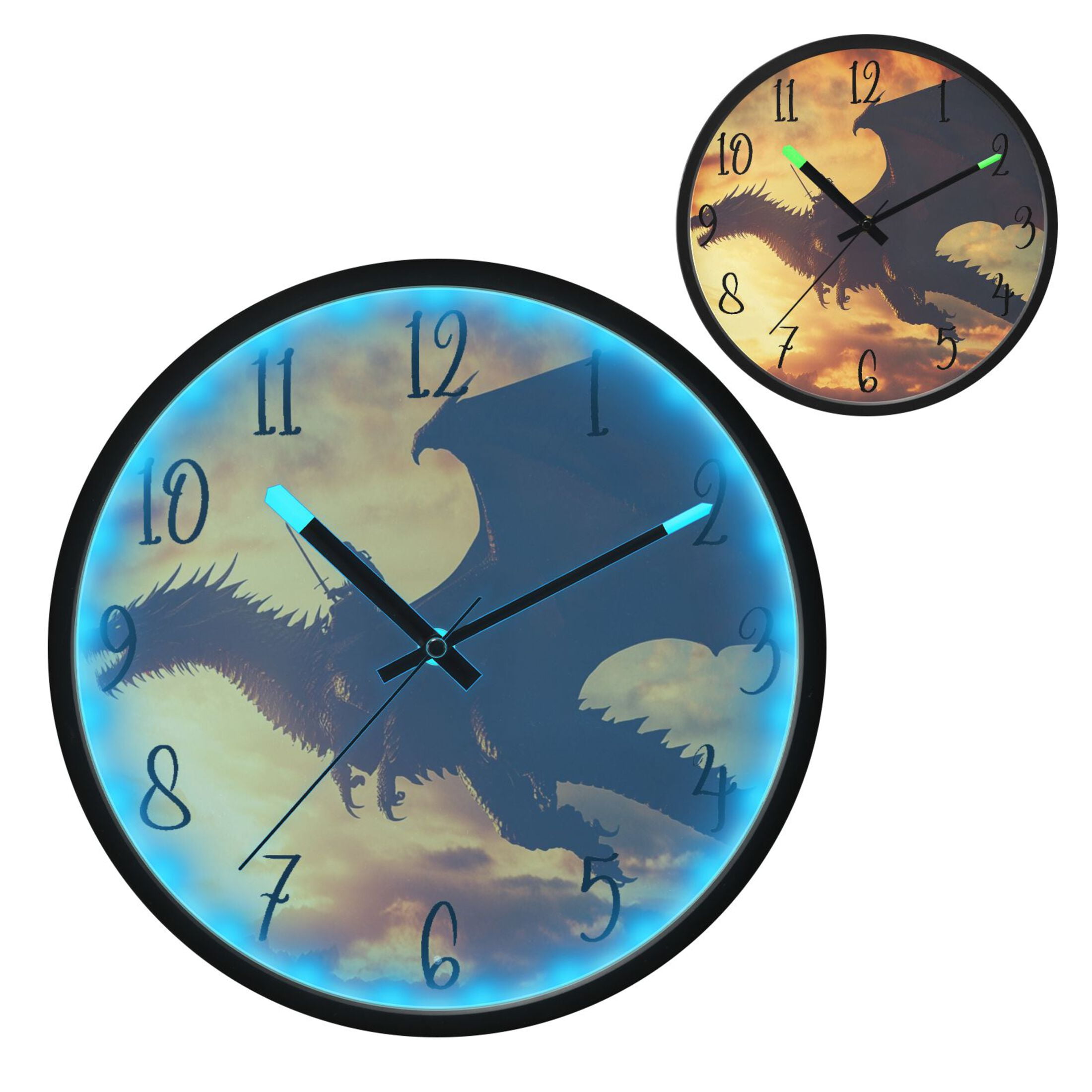 Voice Controlled Luminous Clock LED Night Light 12 Inch Silent Wall ...
