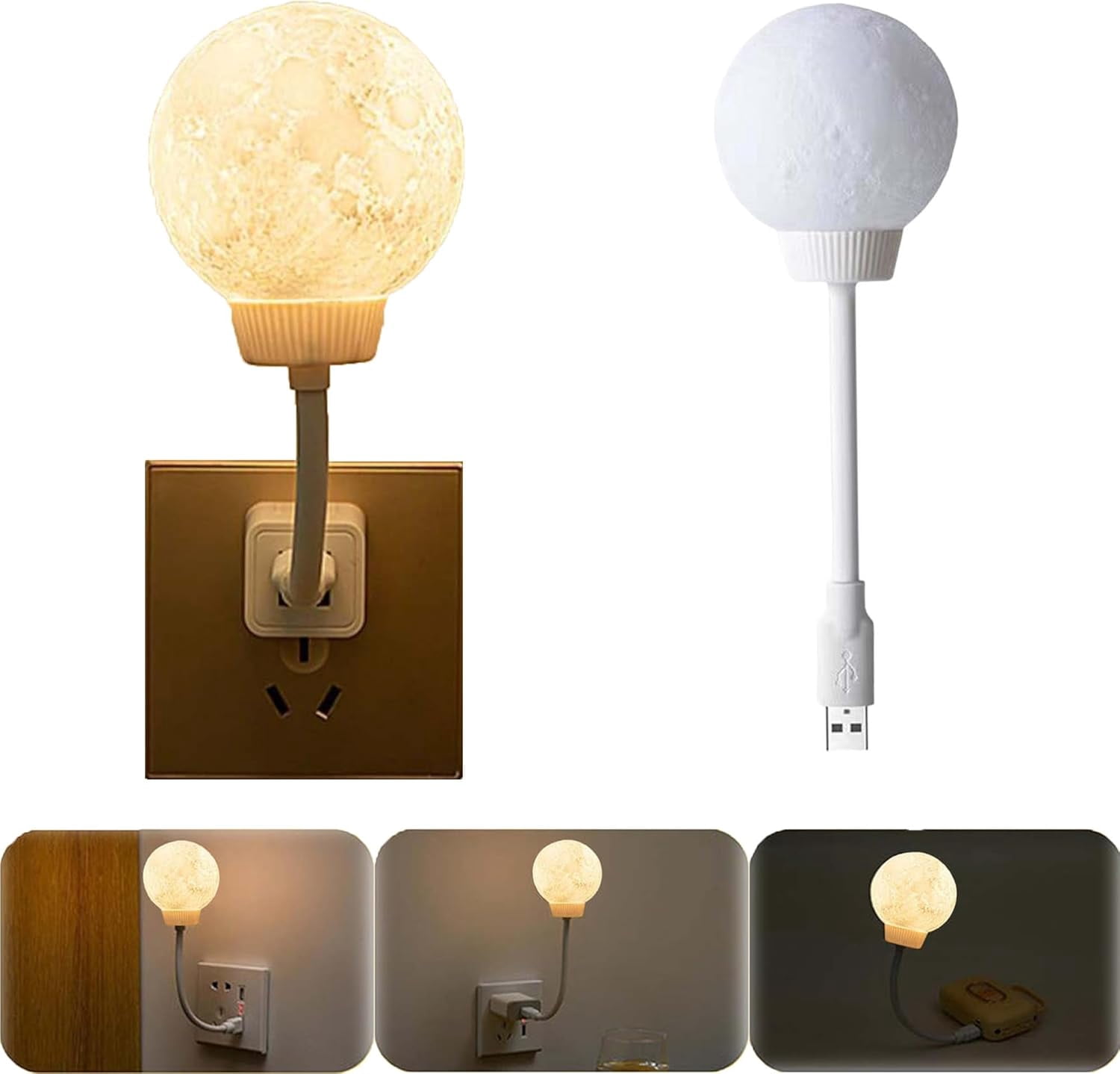 Voice Controlled Moon Night Lights, USB-Powered Led Lights, Moon Led ...