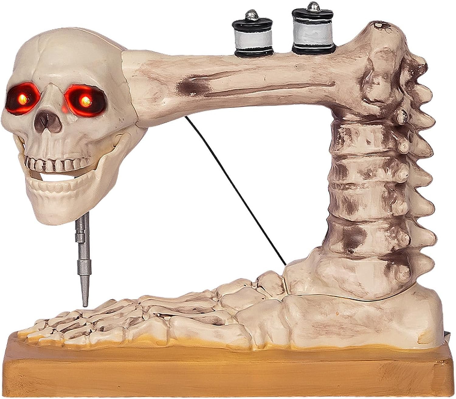 Voice Controlled Skeleton Sewing Machine, Realistic Skeleton with Spooky Sounds Decoration ...