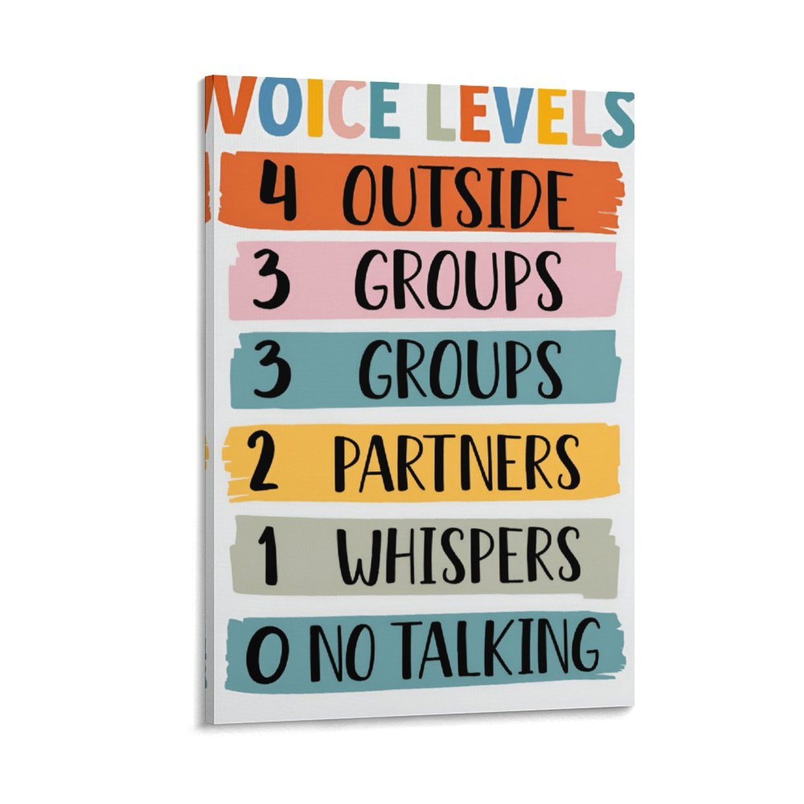 Voice Level Chart, Classroom Decor, Rainbow Boho Wall Art,Canvas ...