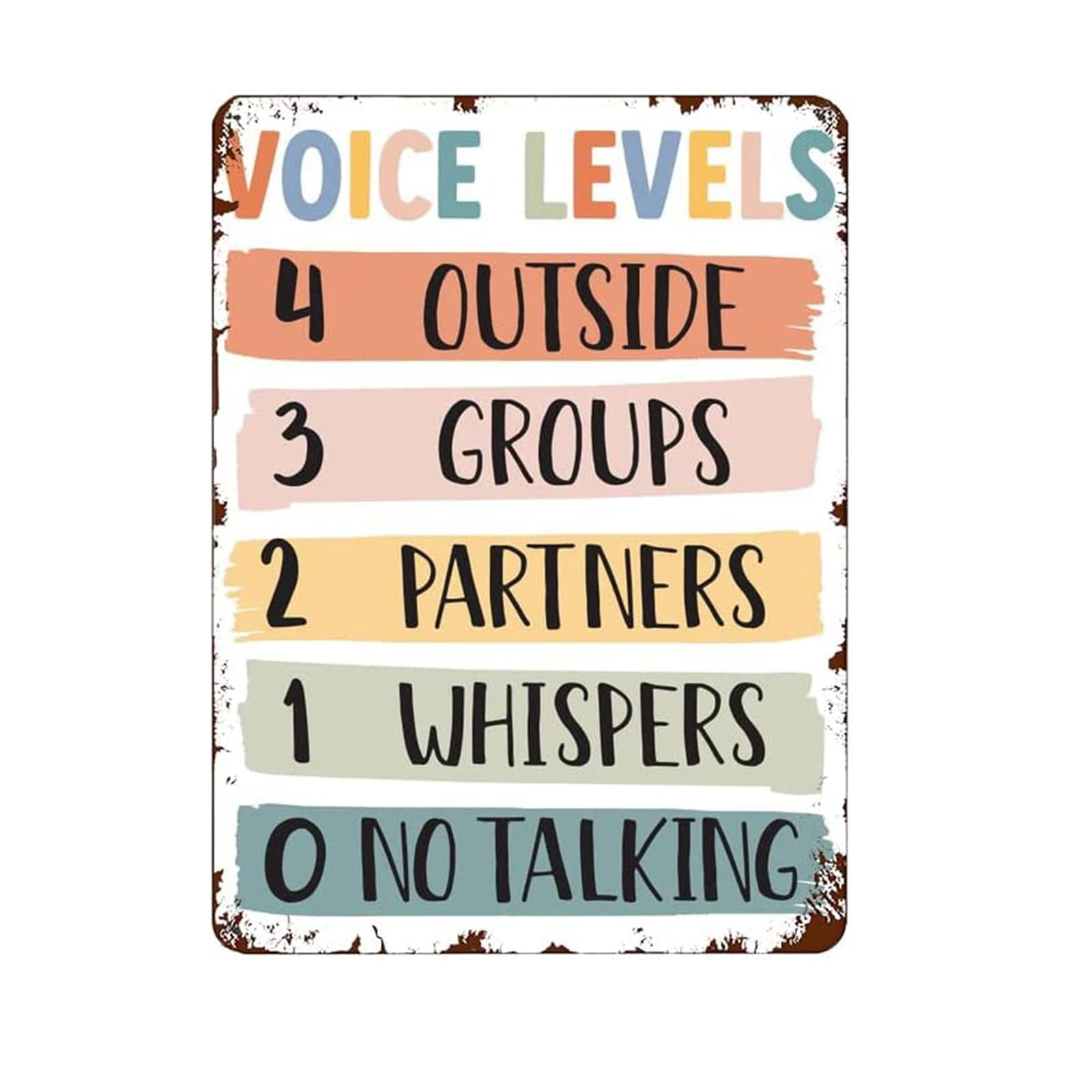 Voice Level Chart, Metal Signage - Rainbow Boho, Classroom Management ...