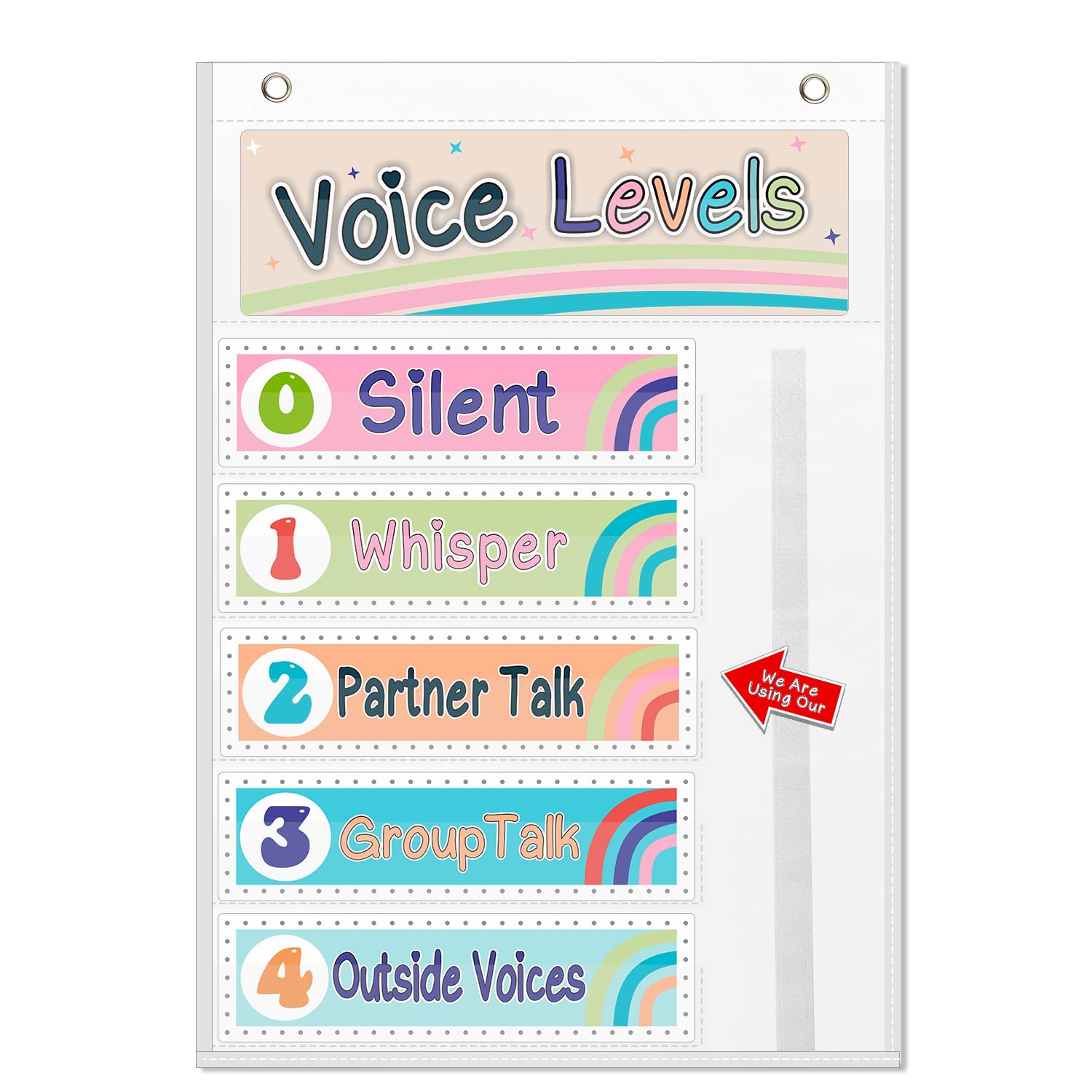 Voice Level Classroom Pocket Chart,Boho Voice Level Classroom Decor ...